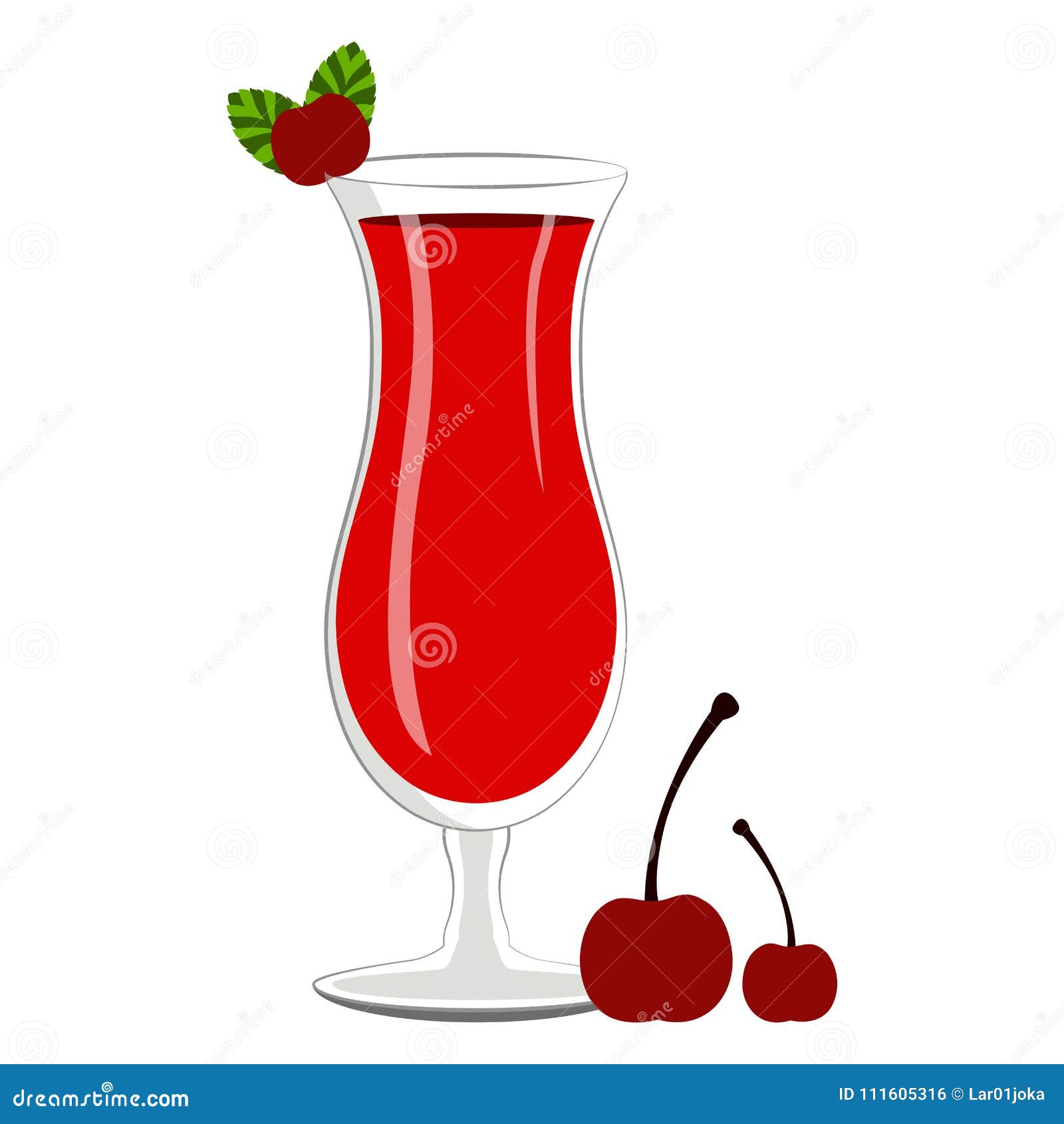 Red cocktail with cherries stock vector. Illustration of alcohol ...