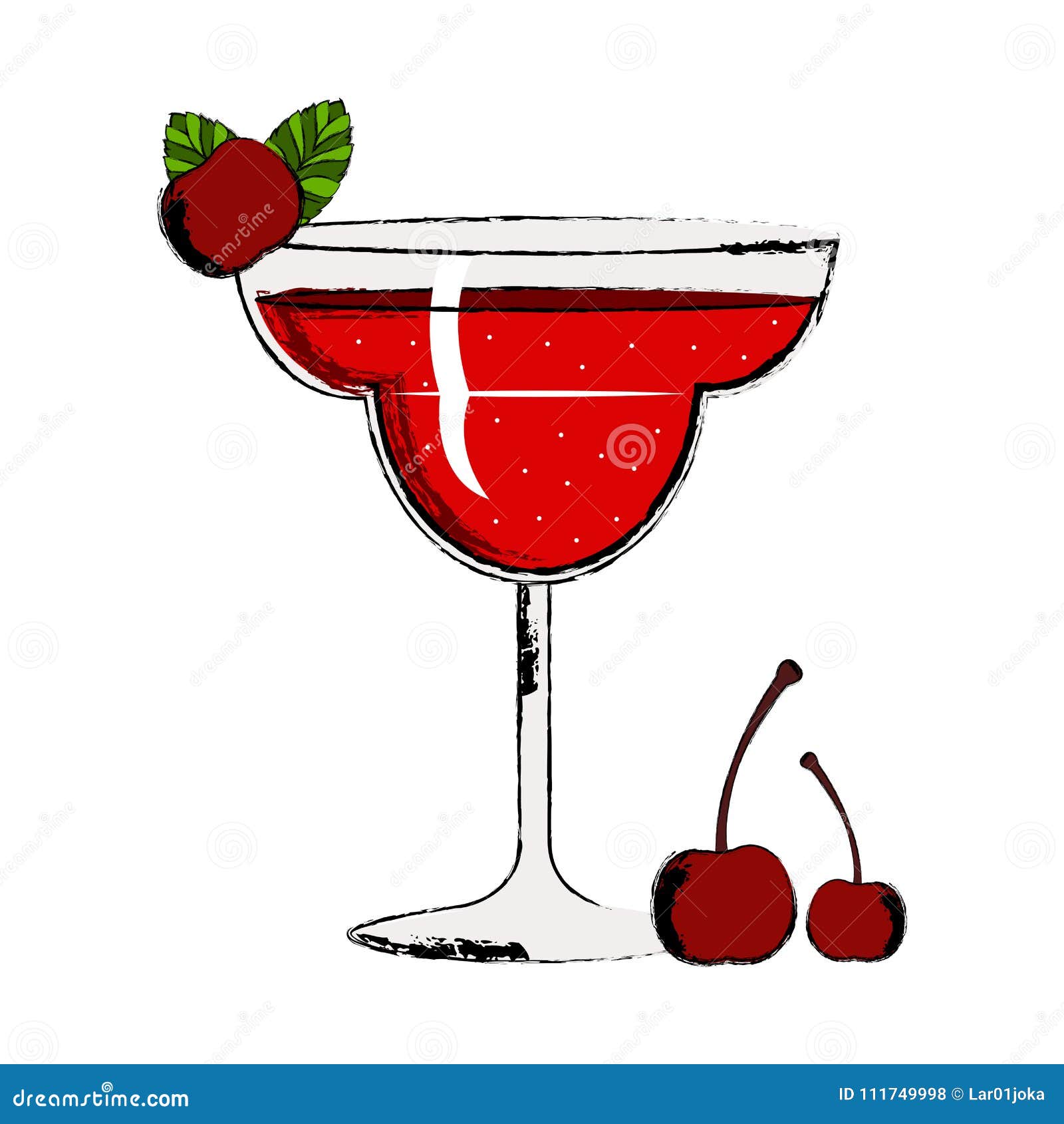 Red cocktail with cherries stock vector. Illustration of colorful ...