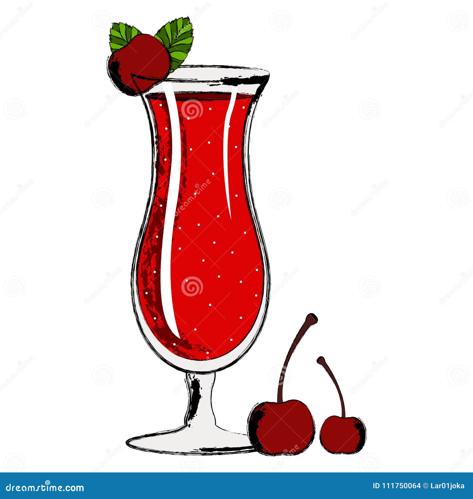 Red cocktail with cherries stock vector. Illustration of isolated ...