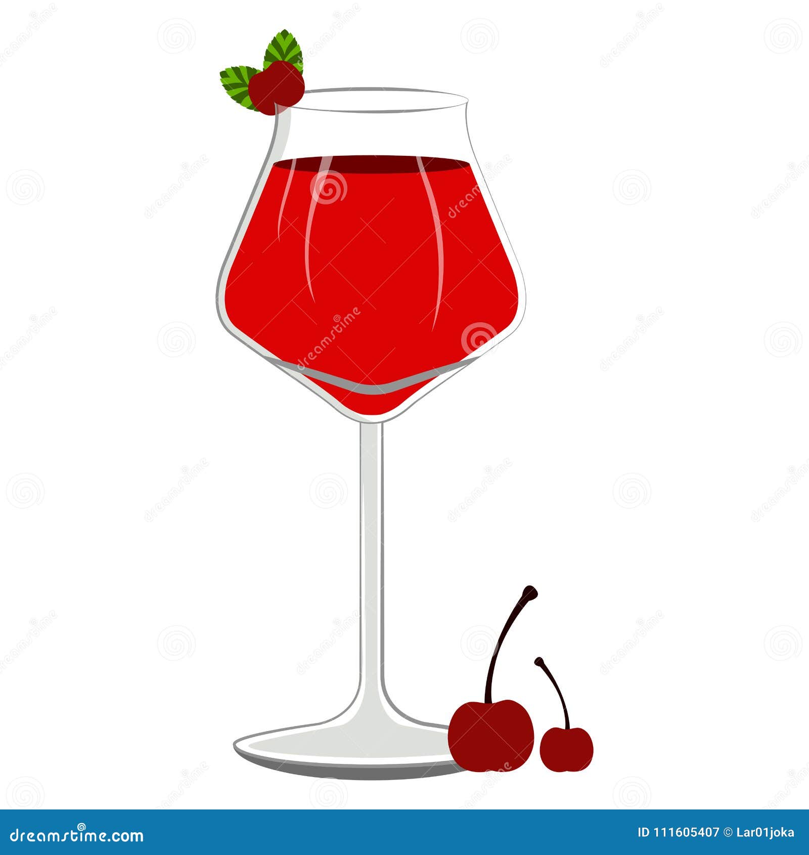 Red cocktail with cherries stock vector. Illustration of fruit - 111605407