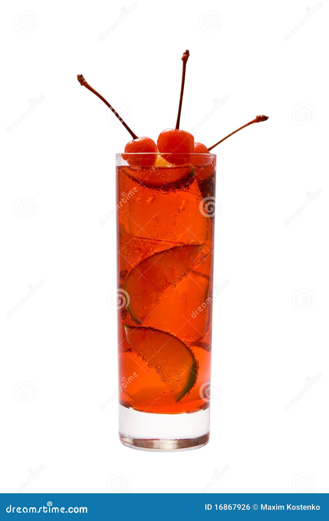 Red cocktail with Cherry stock photo. Image of decoration - 16867926