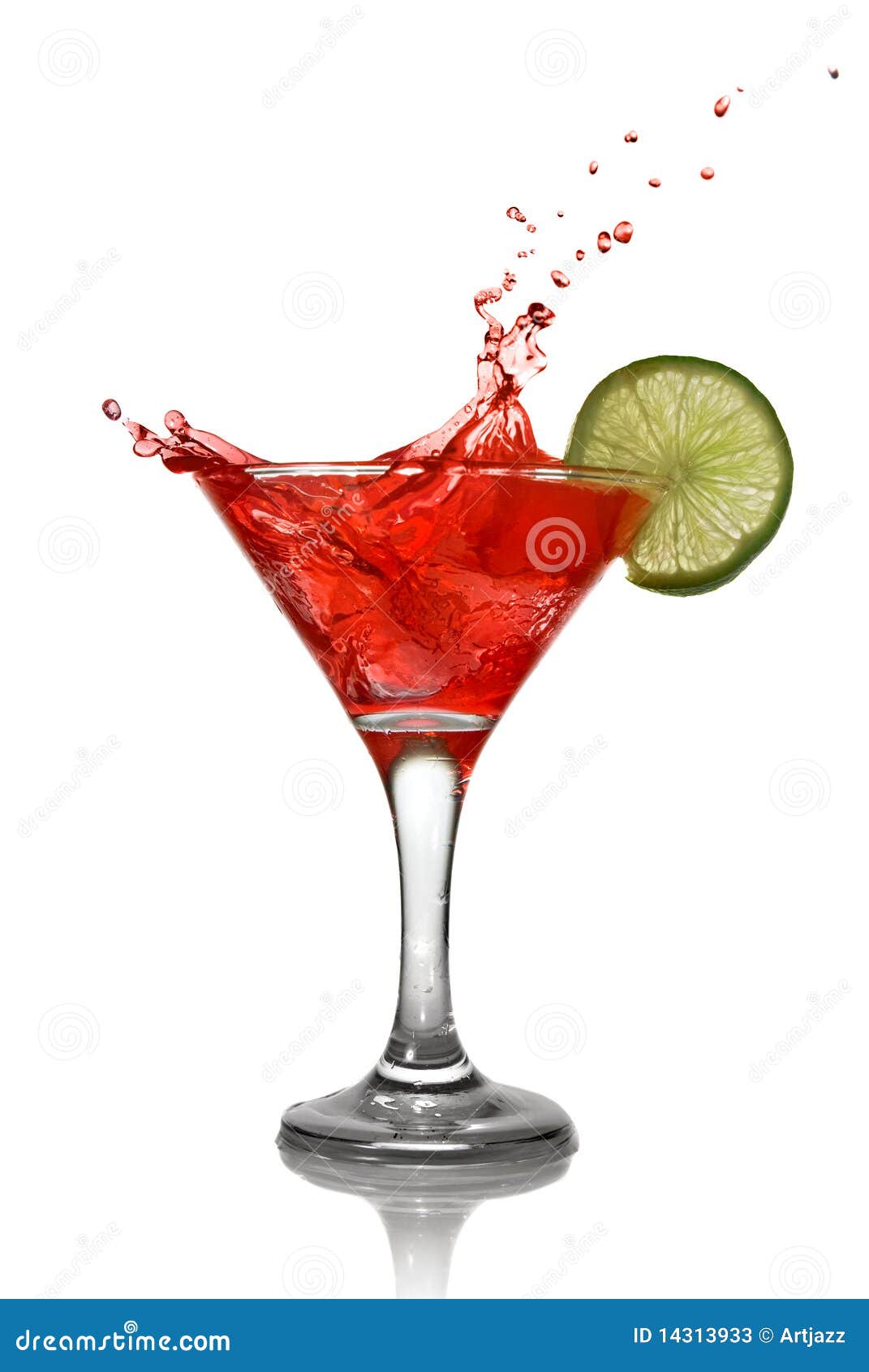 Red Cocktail with Splash and Lime Stock Image - Image of celebrate ...