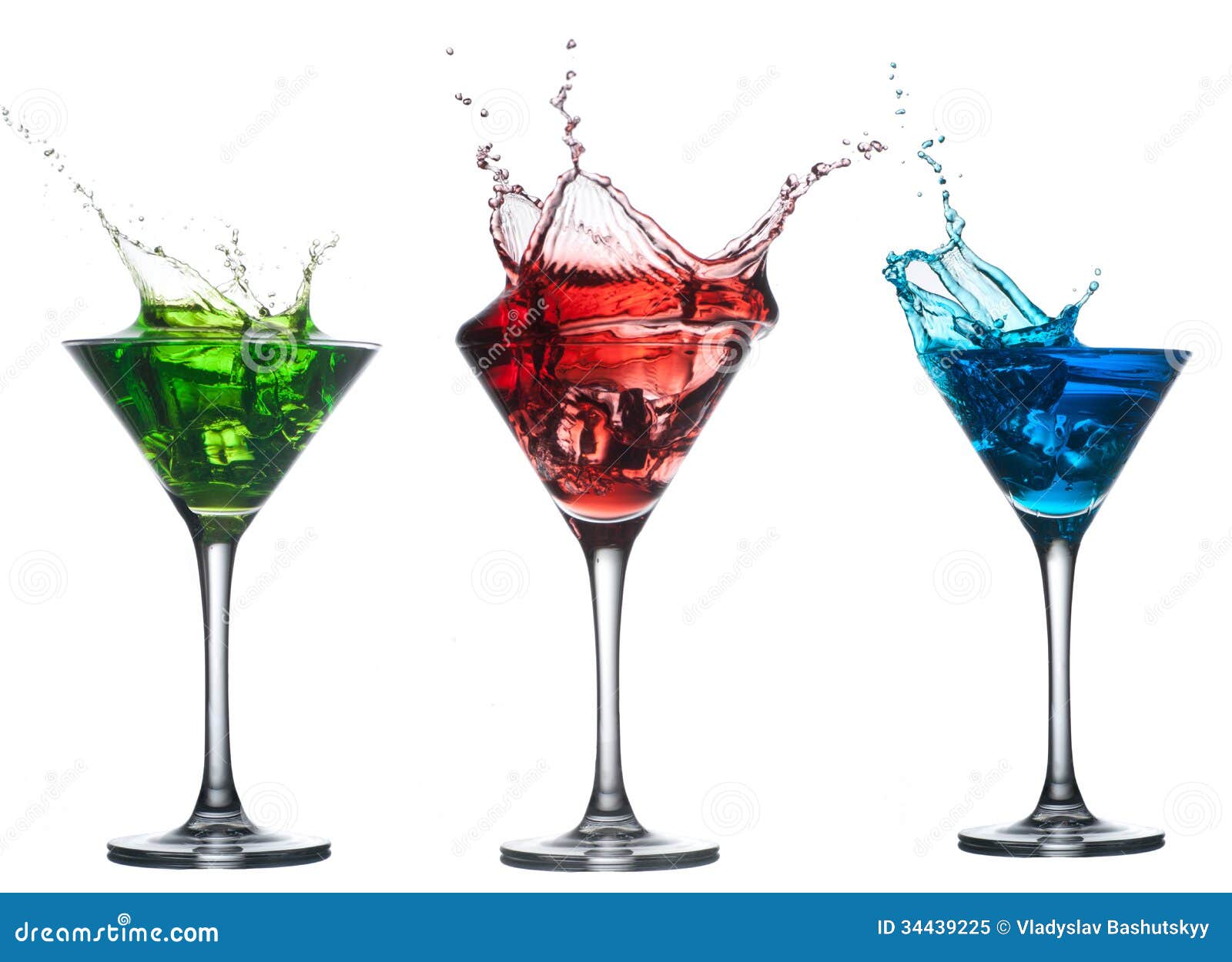 Red Cocktail Splashing into Glass on White Stock Image - Image of ...
