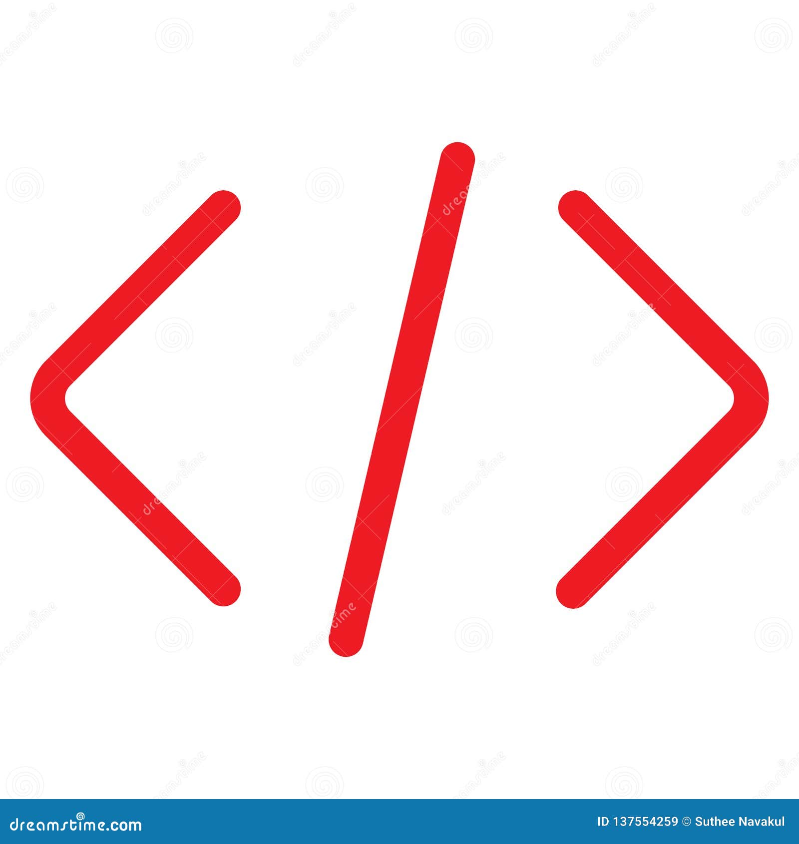 Red Code Icon on White Background. Flat Style. Red Code Icon for Your ...