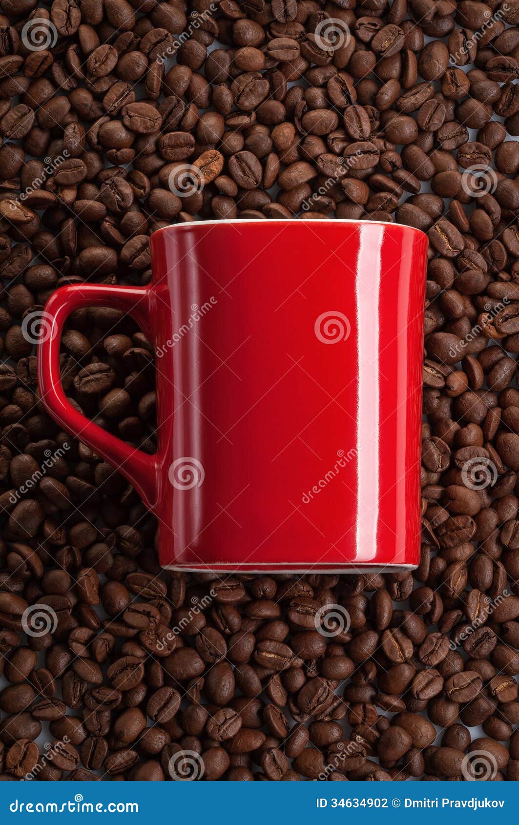 Red Coffe Cup into Coffee Beans Stock Photo - Image of ingredient ...