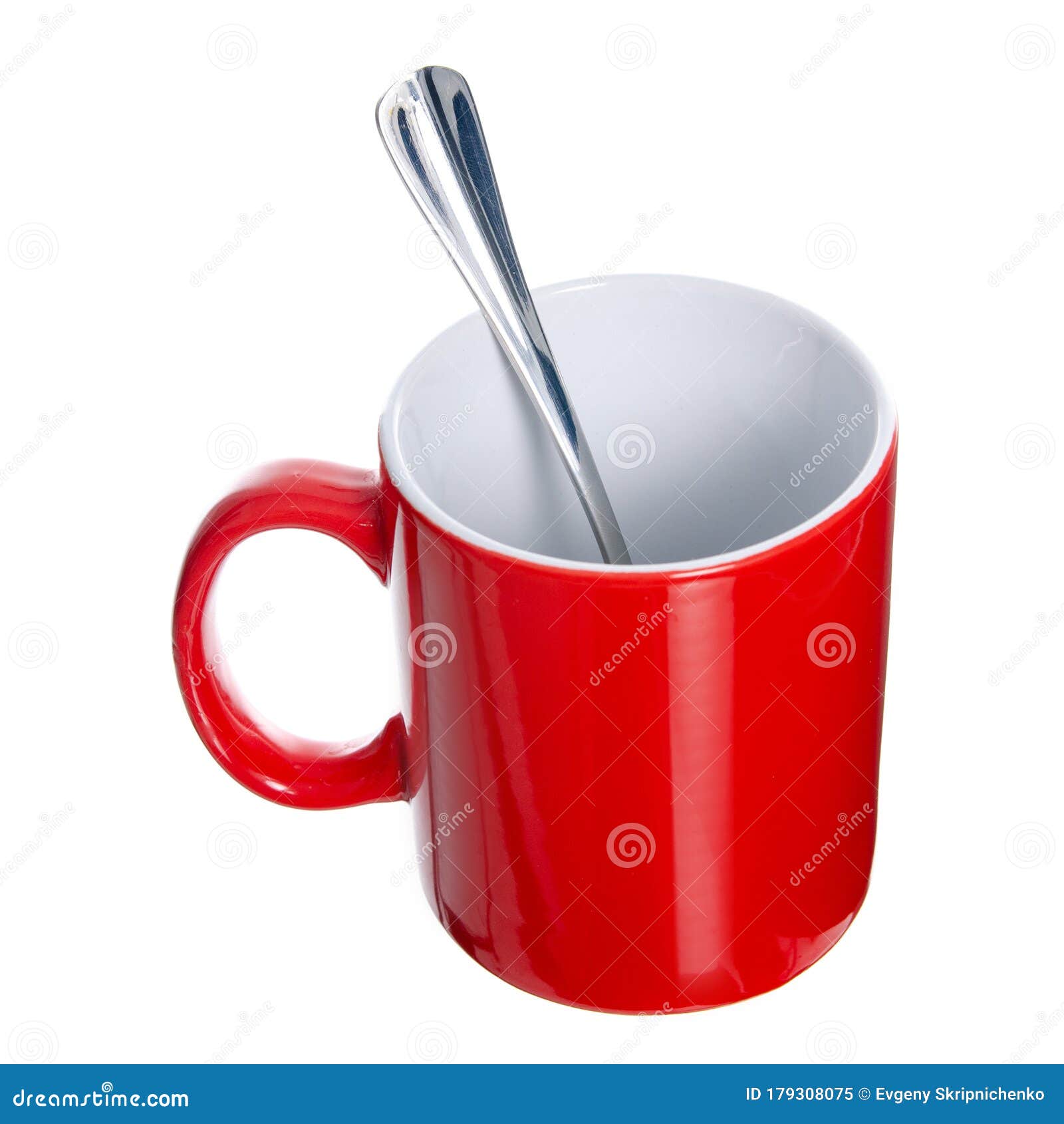 Red Coffe Tea Cup Mug with Tea Spoon Stock Image - Image of bright ...