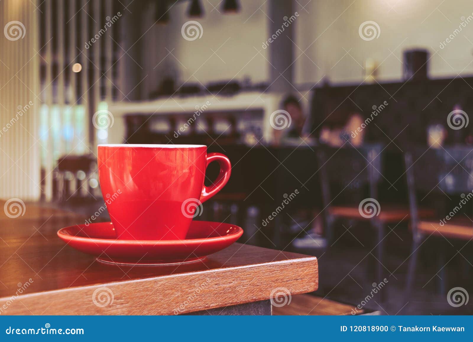 Red Coffee Cup in Cafe, on Morning Stock Photo - Image of design, cafe ...