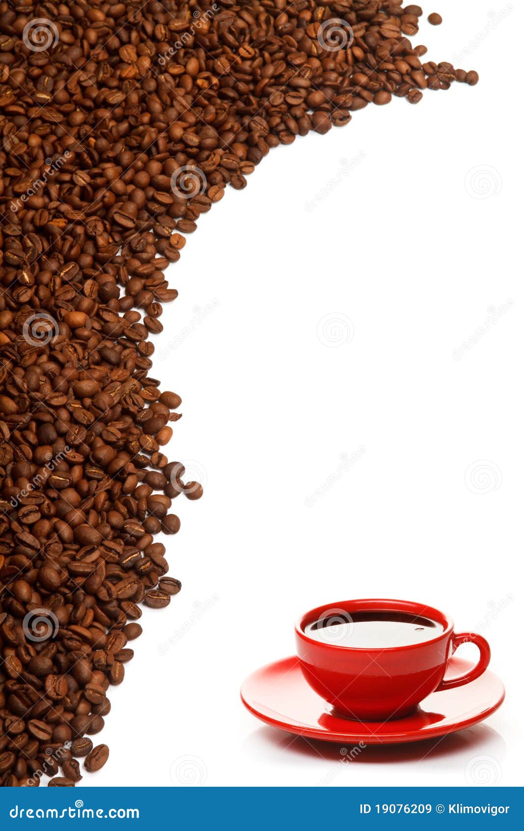 Red Coffee Cup and Grain on White Background Stock Image - Image of ...