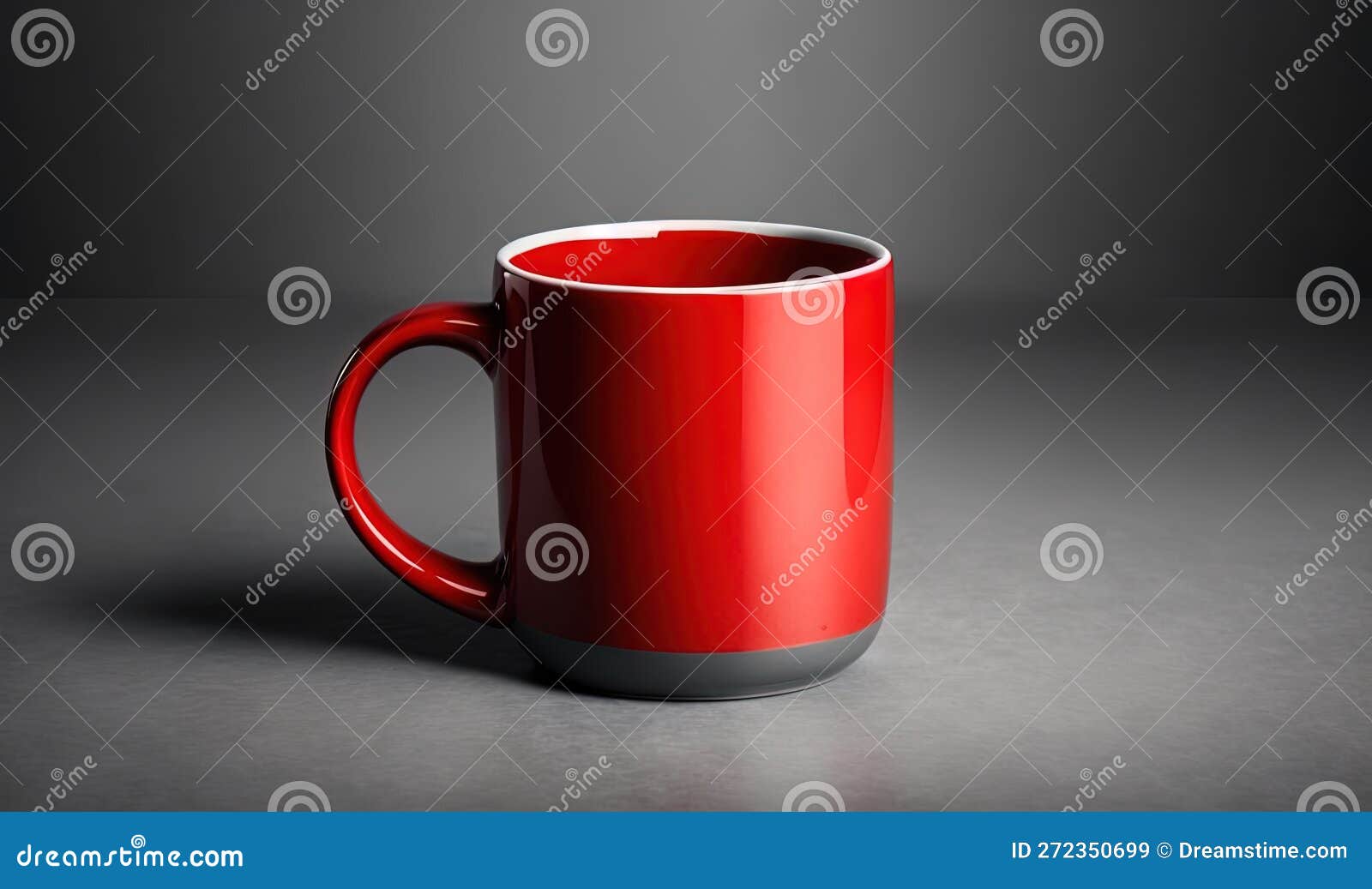 A Red Coffee Cup Sitting on Top of a Table Next To a Black Wall Stock ...