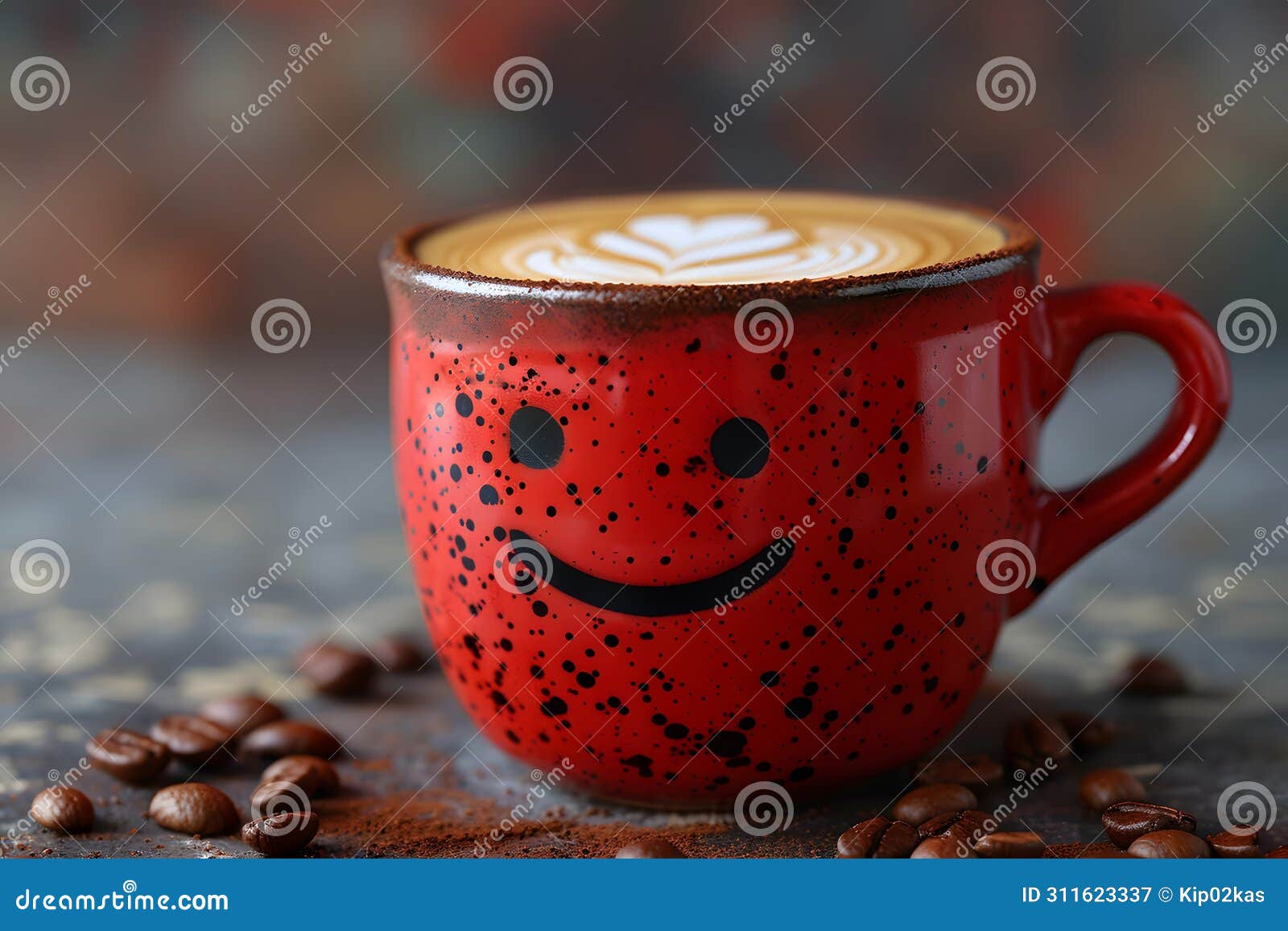 Red Coffee Cup with Smiley Face Generative AI Stock Illustration ...