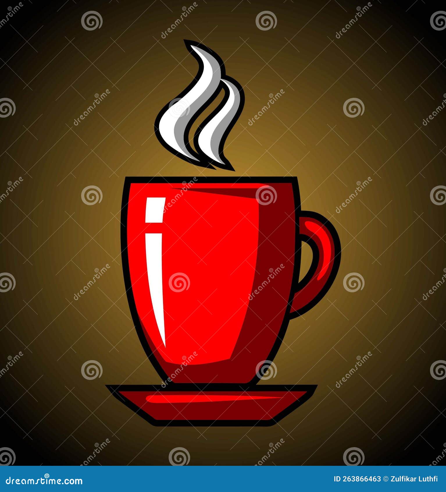 Red Coffee Cup Smoked on Blue Background Stock Vector - Illustration of ...