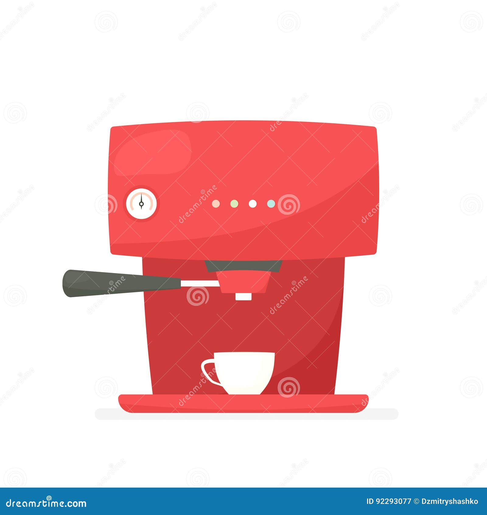 Coffee Machine In Cartoon Modern Style. Front View Of Coffee Machine ...