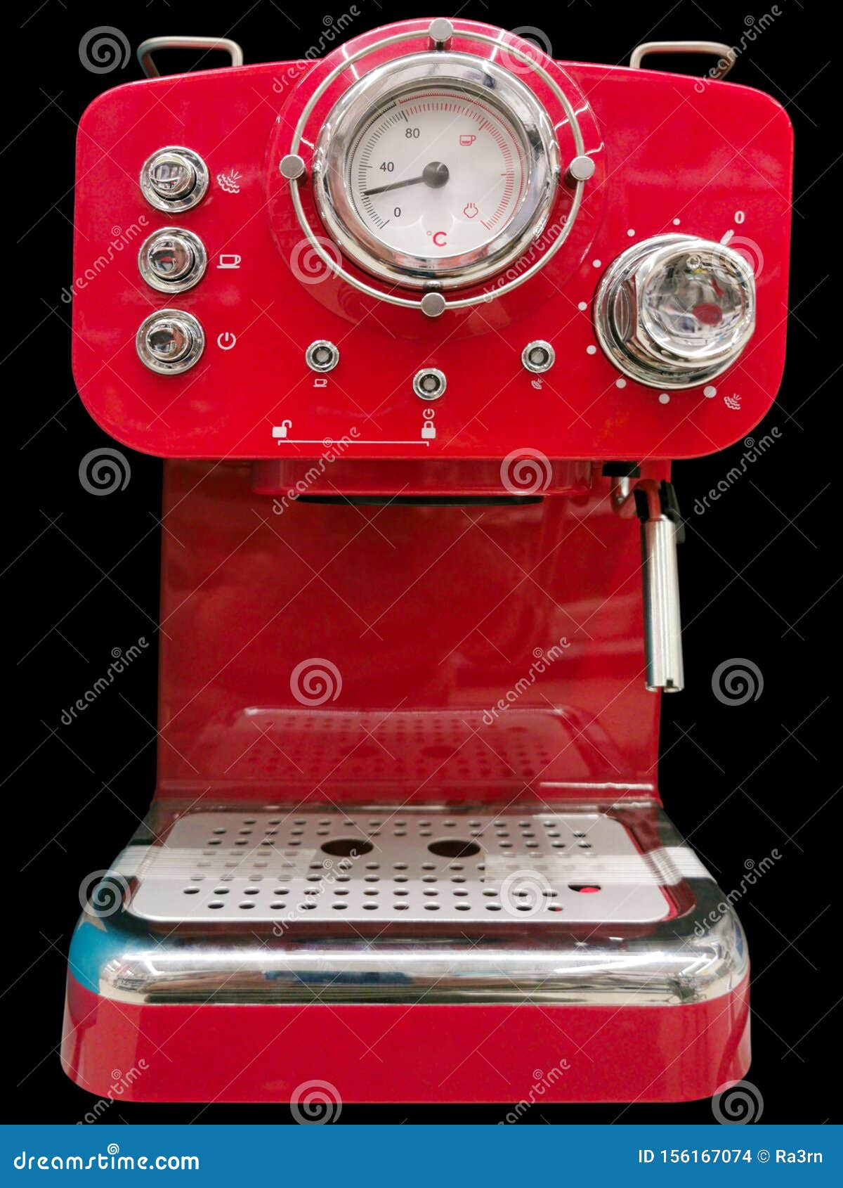 Red coffee machine stock photo. Image of coffee, handle - 156167074