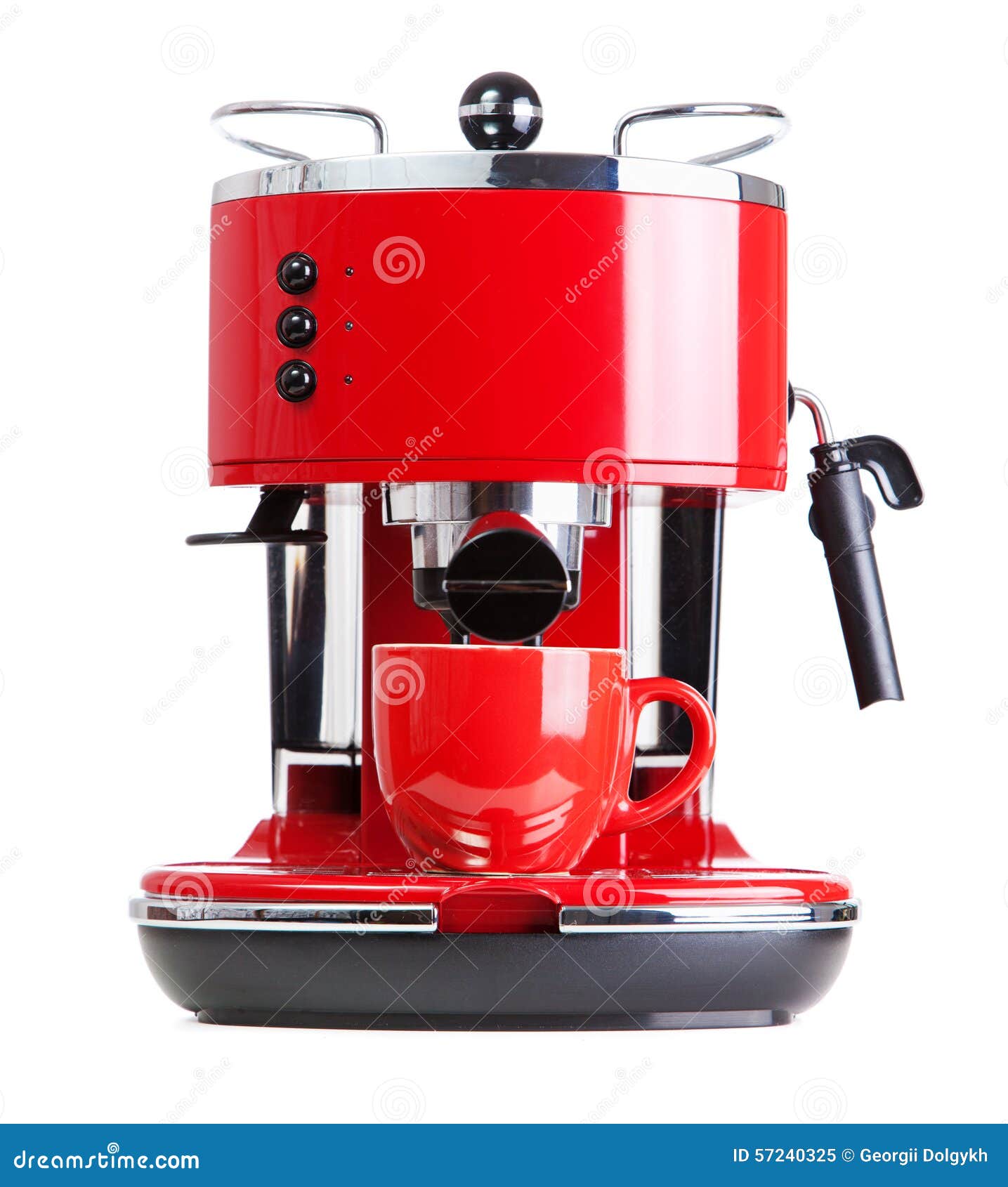 Red coffee machine stock image. Image of steam, shop - 57240325