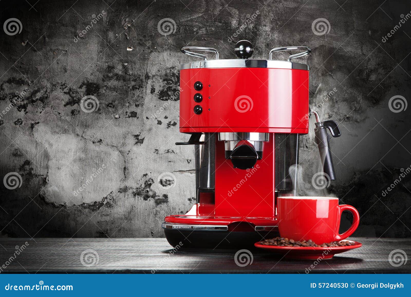 Red coffee machine stock photo. Image of prepare, concrete - 57240530