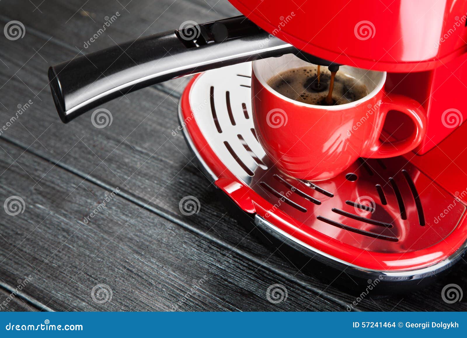 Red coffee machine stock photo. Image of making, pour - 57241464