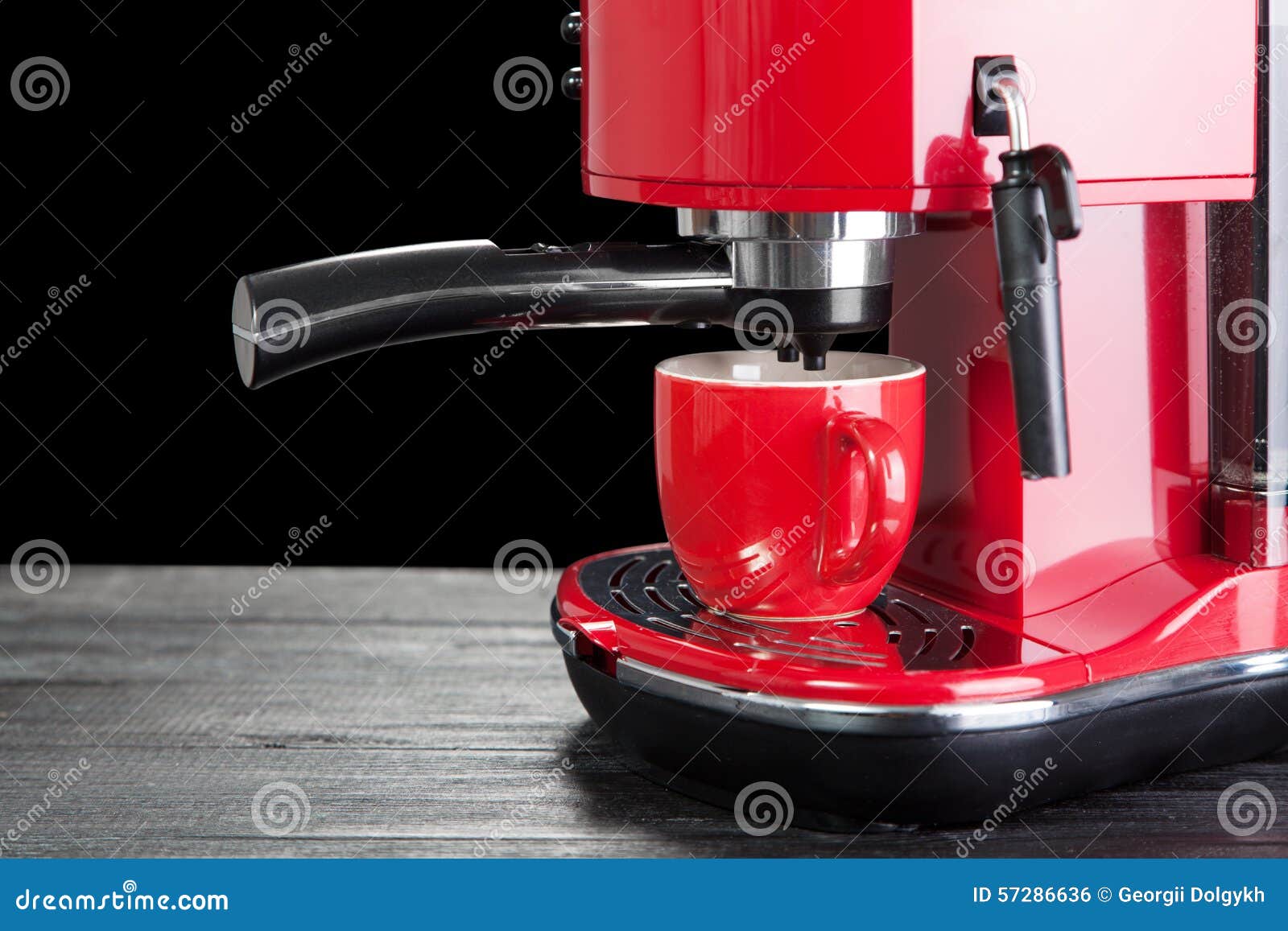 Red coffee machine stock photo. Image of drink, brewing - 57286636