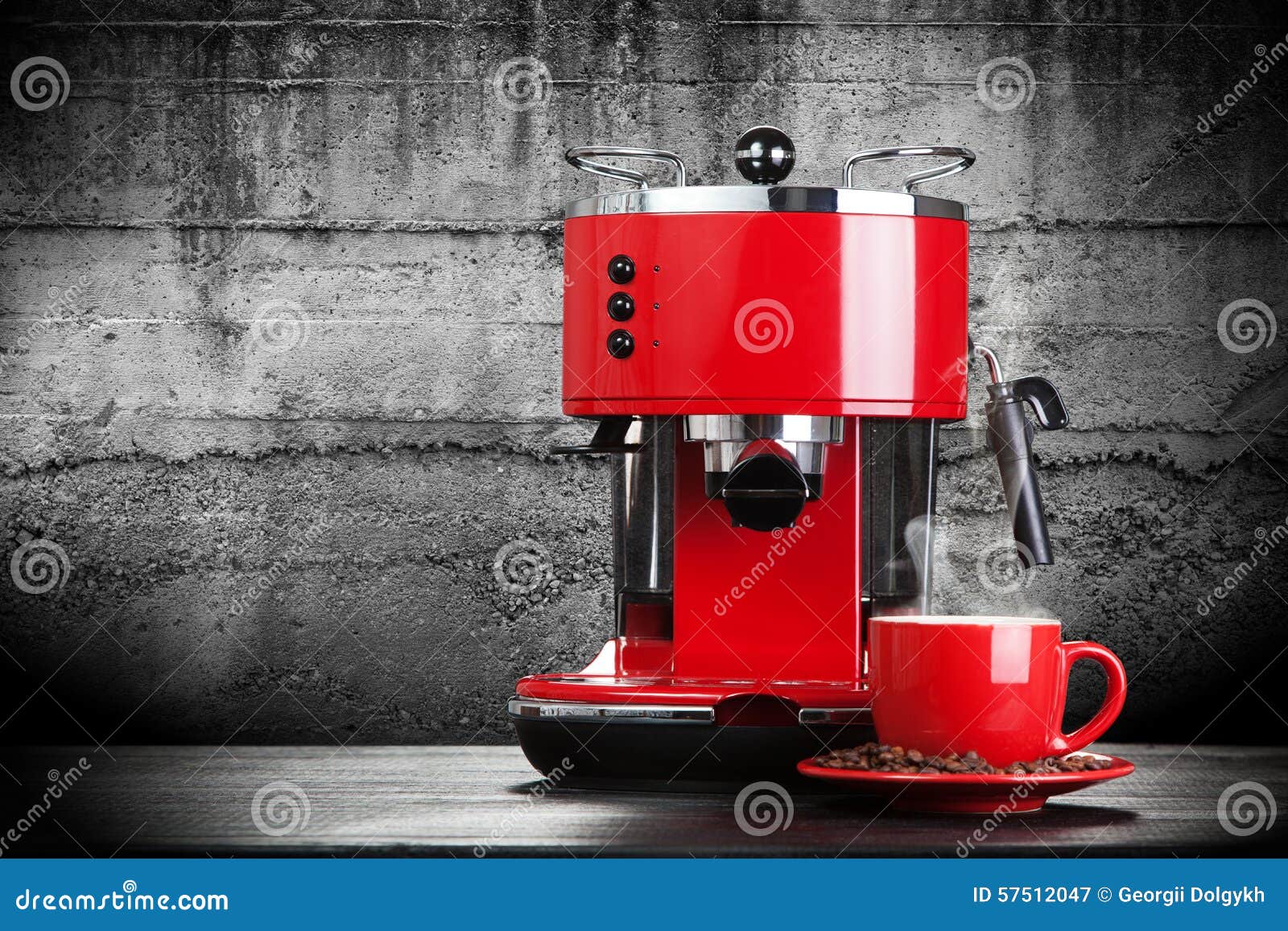 Red coffee machine stock image. Image of metallic, shop - 57512047