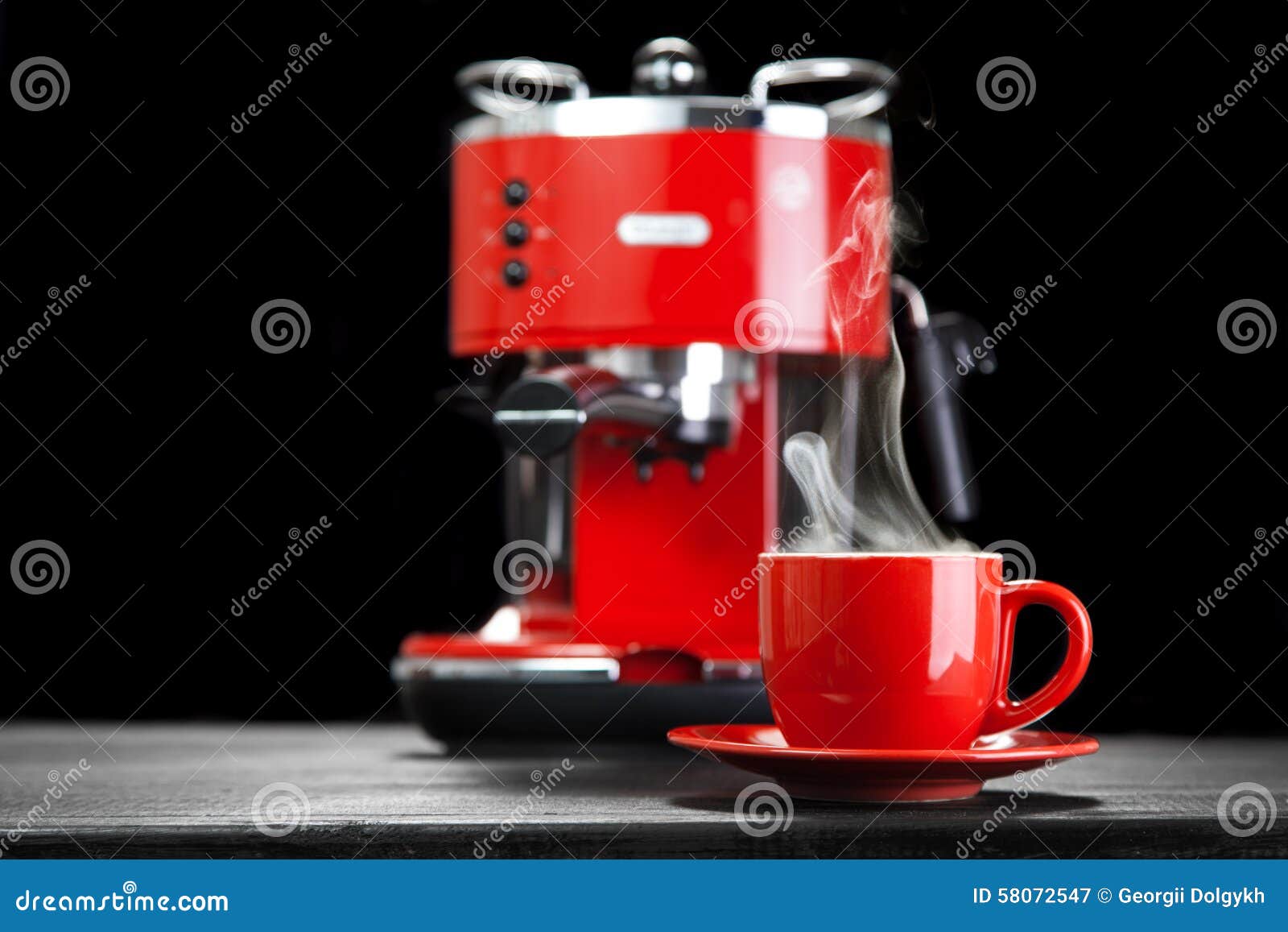 Red coffee machine stock image. Image of metallic, prepare - 58072547
