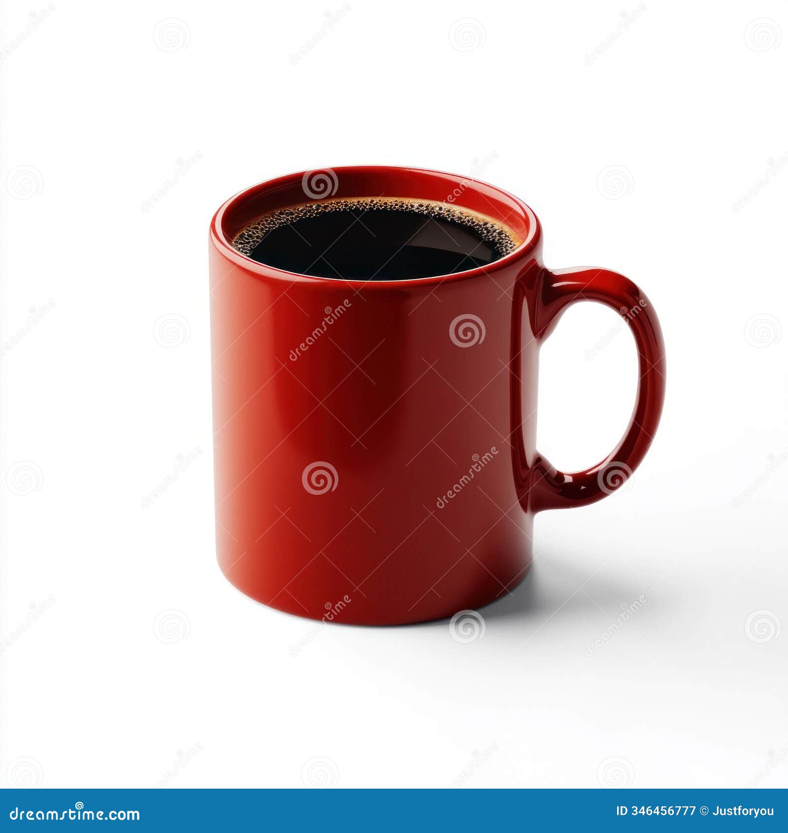 Red Coffee Mug Filled with Black Coffee Isolated on White Stock ...