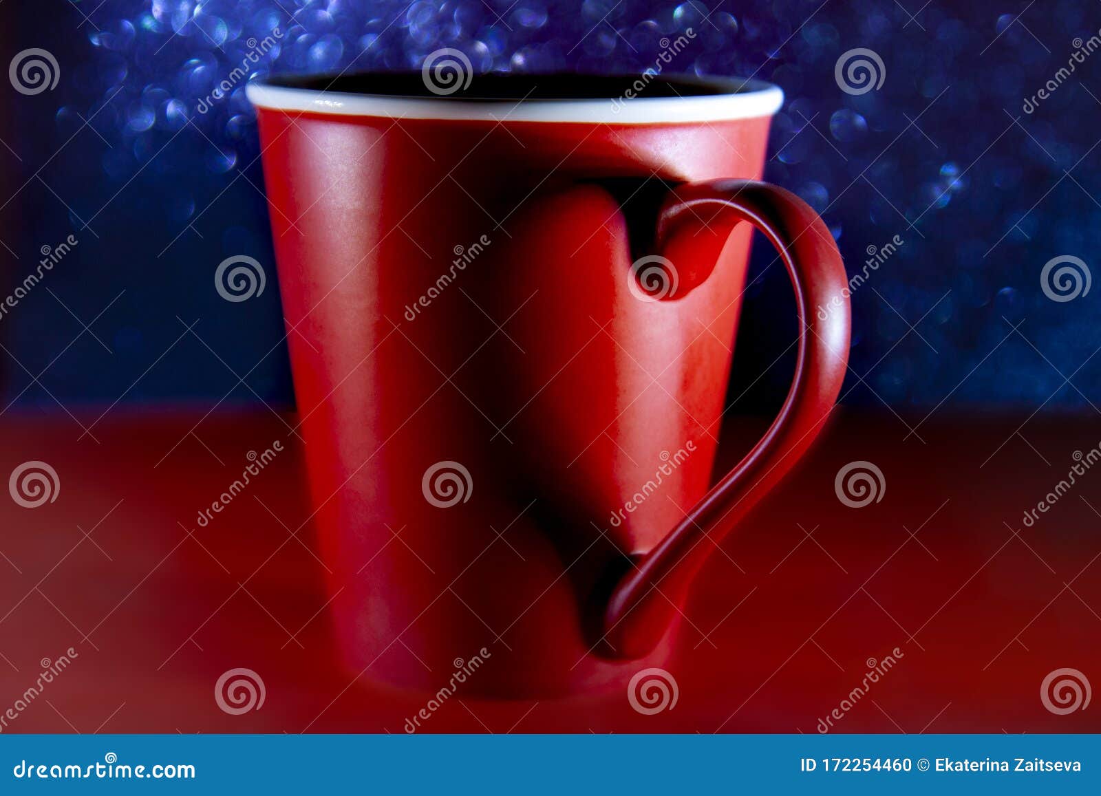 Red Coffee or Tea Cup, Heart Symbol Form in Shadow Stock Photo - Image ...