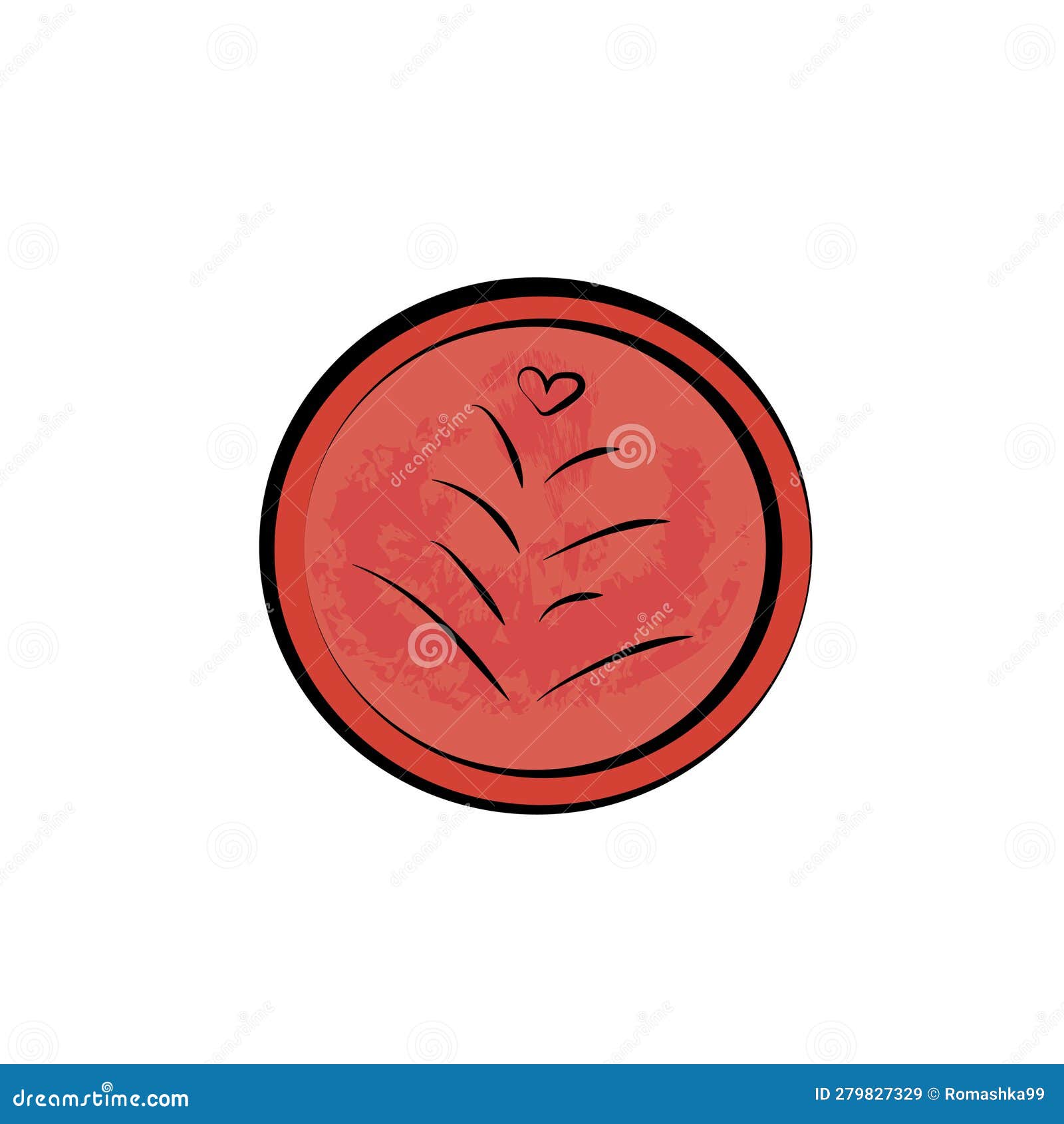 Red Coin Icon with Heart. Vector Illustration. Game Element. Stock ...