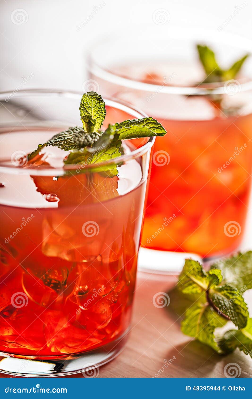 Red Cold Summer Cocktail Drink Stock Photo - Image of mint, glass: 48395944