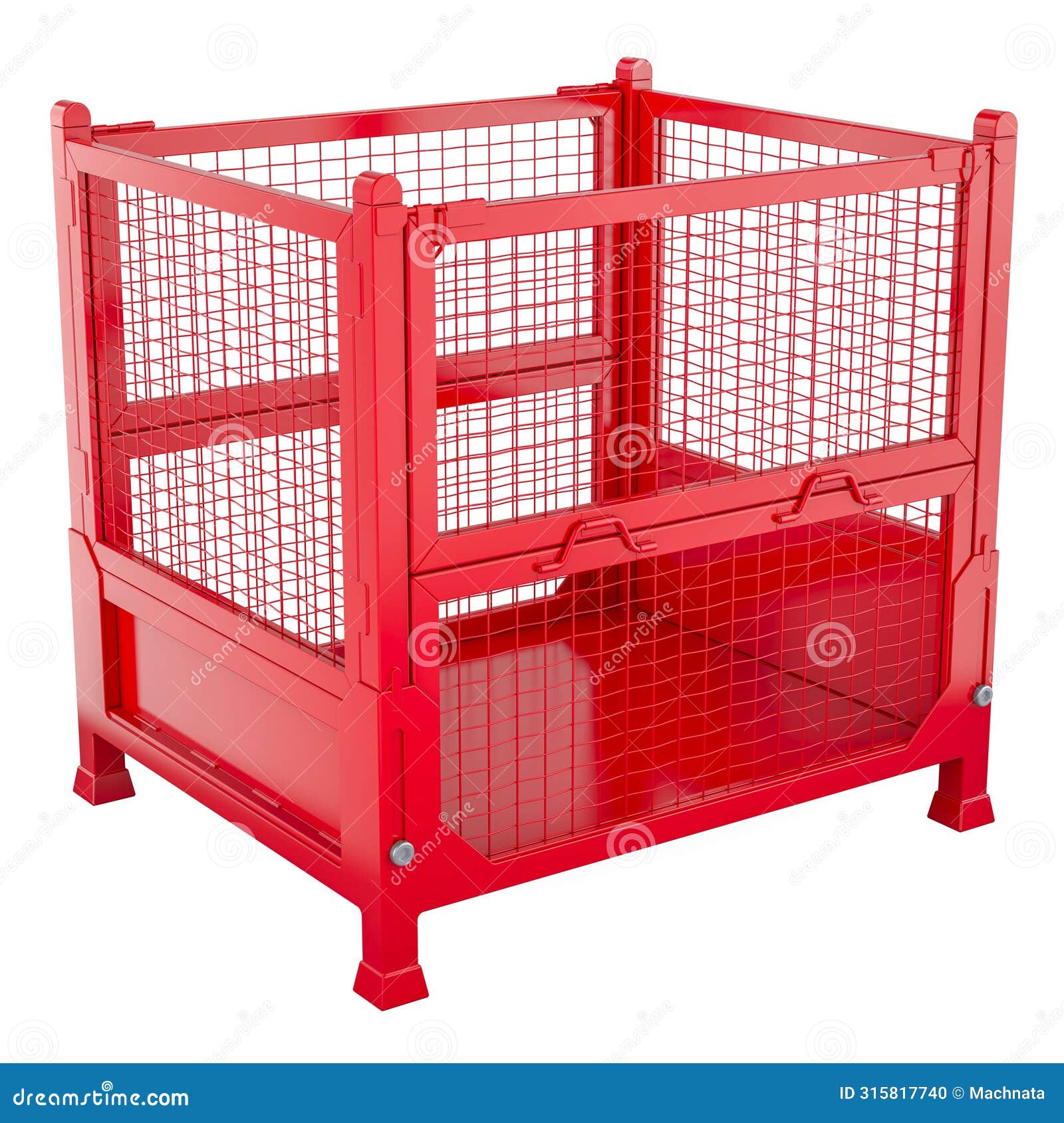 Red Collapsible Wire Mesh Pallet. Collapsible Transportation Box Pallet ...