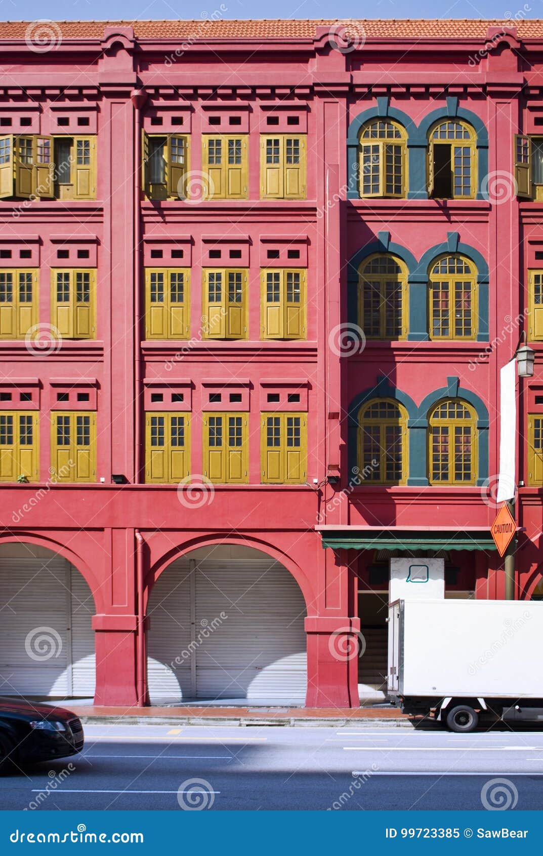 Red Colonial Building stock image. Image of restored - 99723385