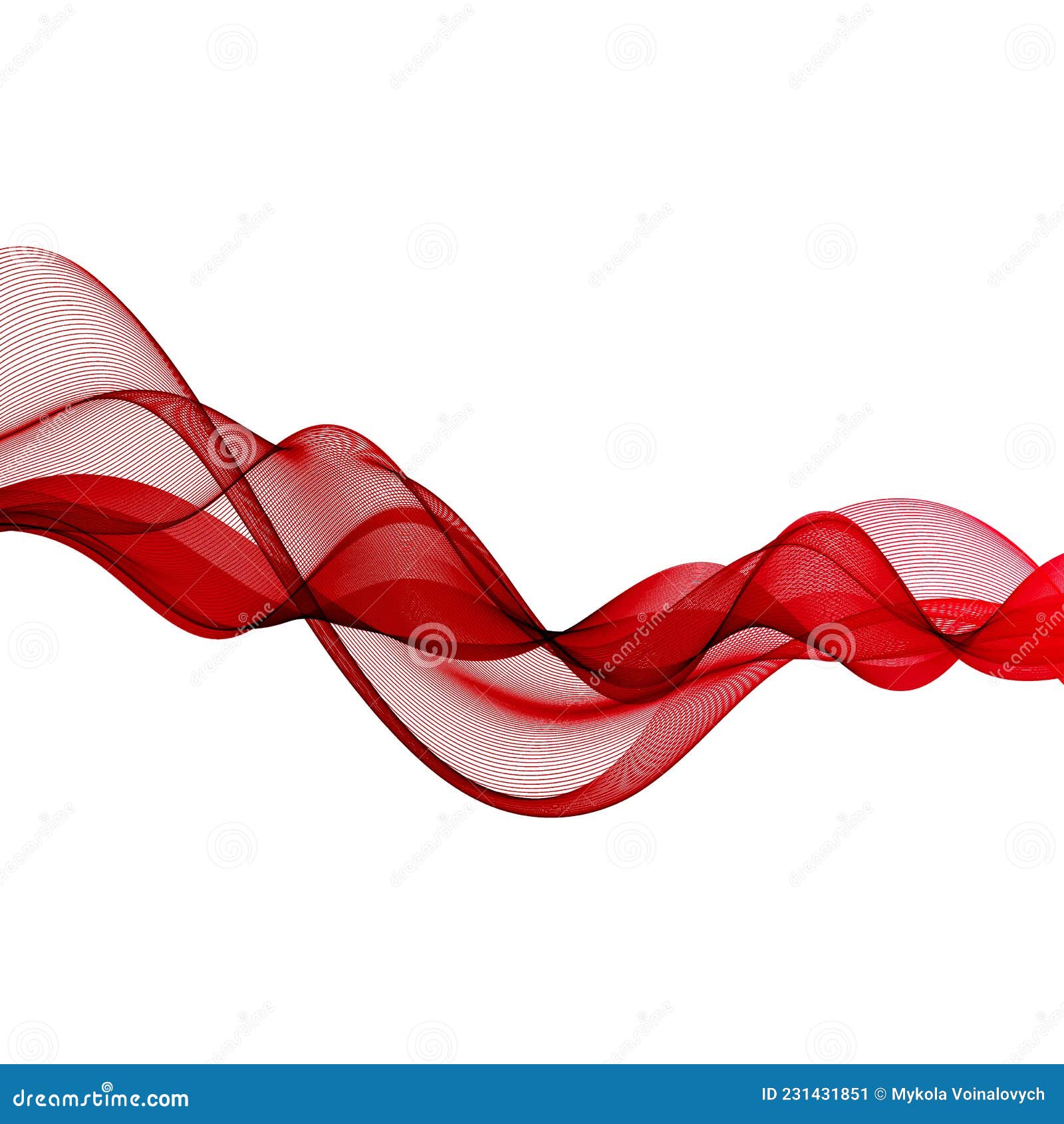 Red Color Abstract Transparent Vector Wave on White Background Design ...