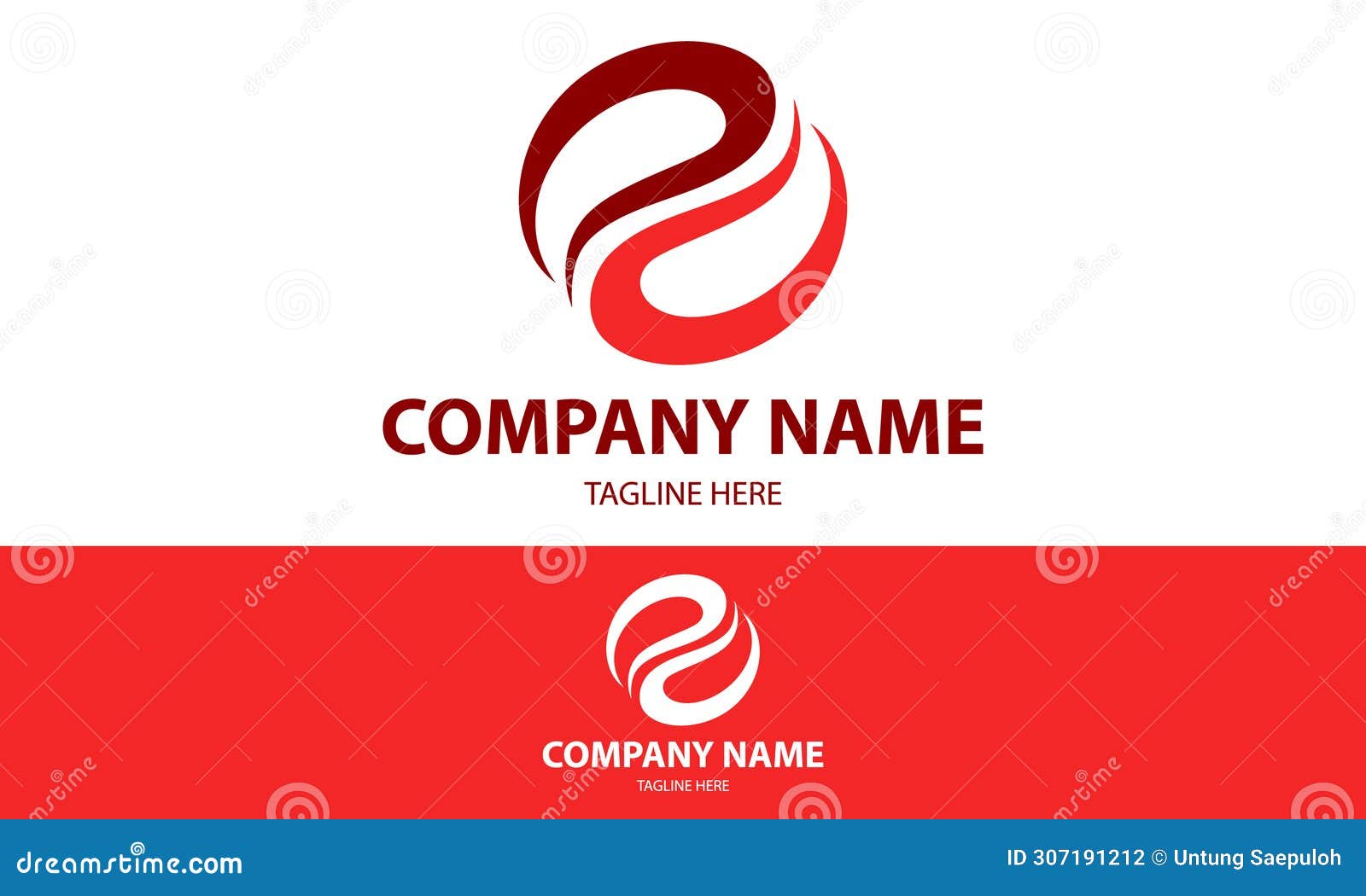 Red Color Abstract Two Half Circle Logo Head Stock Vector ...