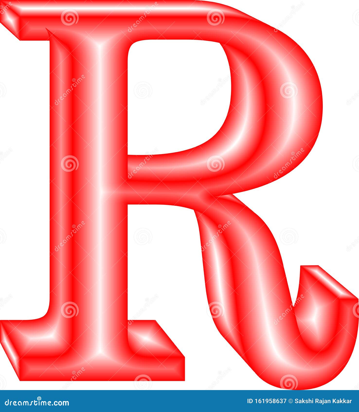 Red Color Alphabet R with 3d Effect Isolated on White Surface ...