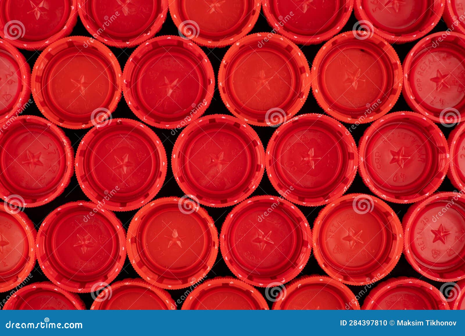 Red Color Bottle Caps, Material for Recycling. Stock Photo - Image of ...
