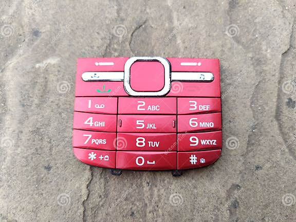 Red Color Broken Mobile Keypad Put on Road Stock Image - Image of ...