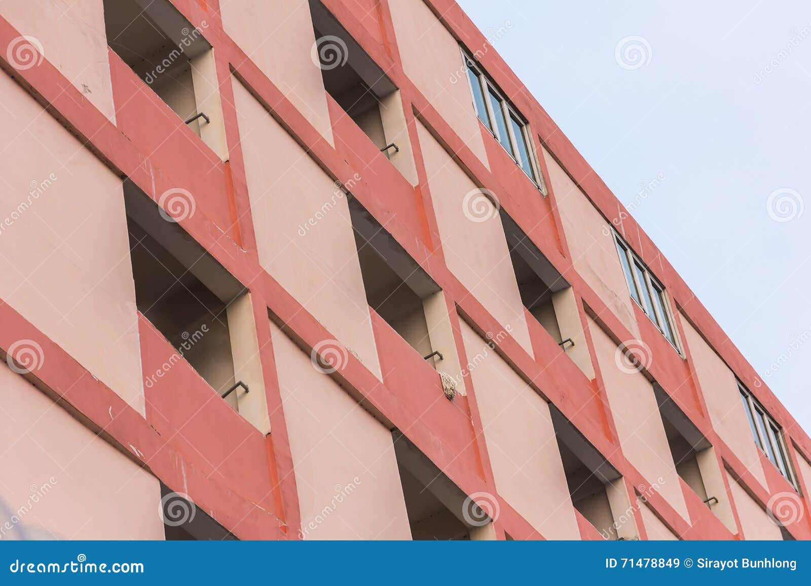Red color building and sky stock image. Image of apartment - 71478849