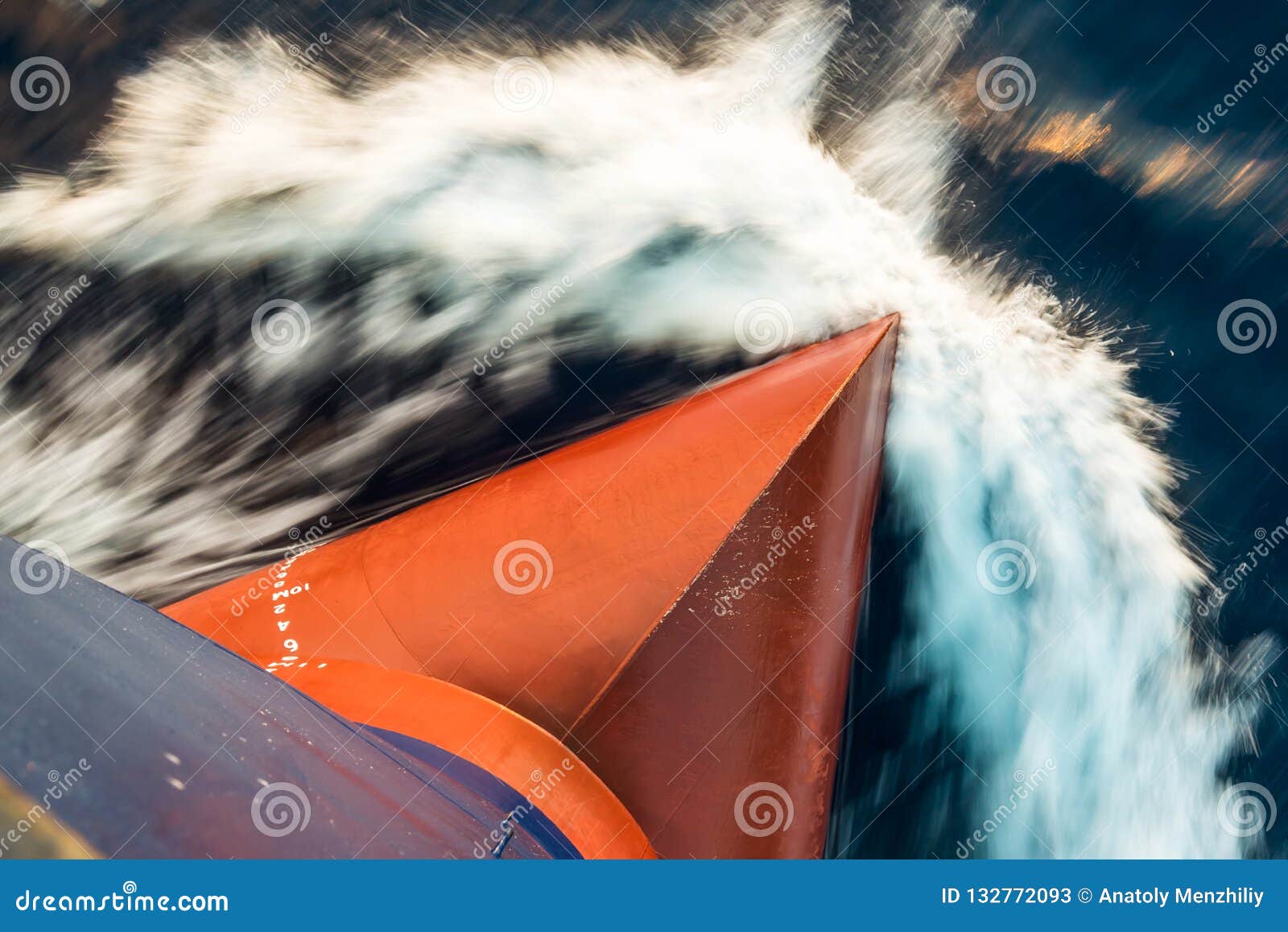 Red Color Bulb of a Ship Underway. Stock Image - Image of commercial ...