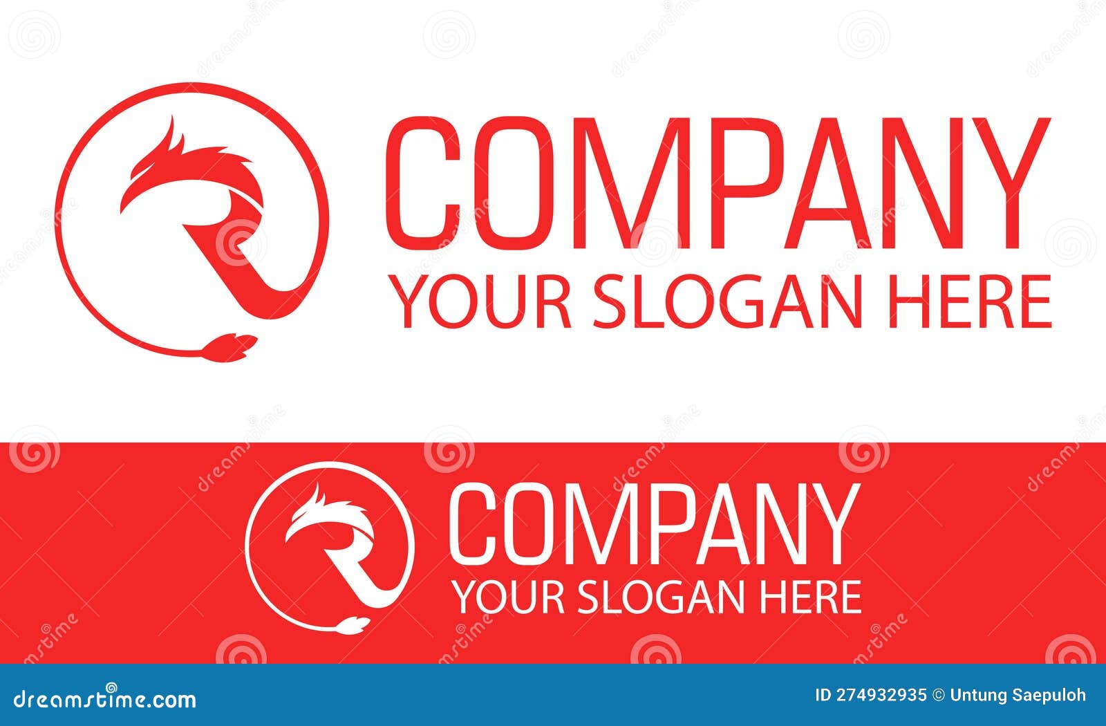 Red Color Circle Phoenix Eagle Bird Initial Letter R Logo Design Stock ...