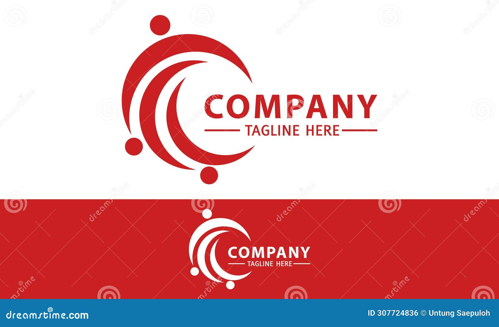 Red Color Circle Simple Abstract People Teamwork Unity Logo Design ...
