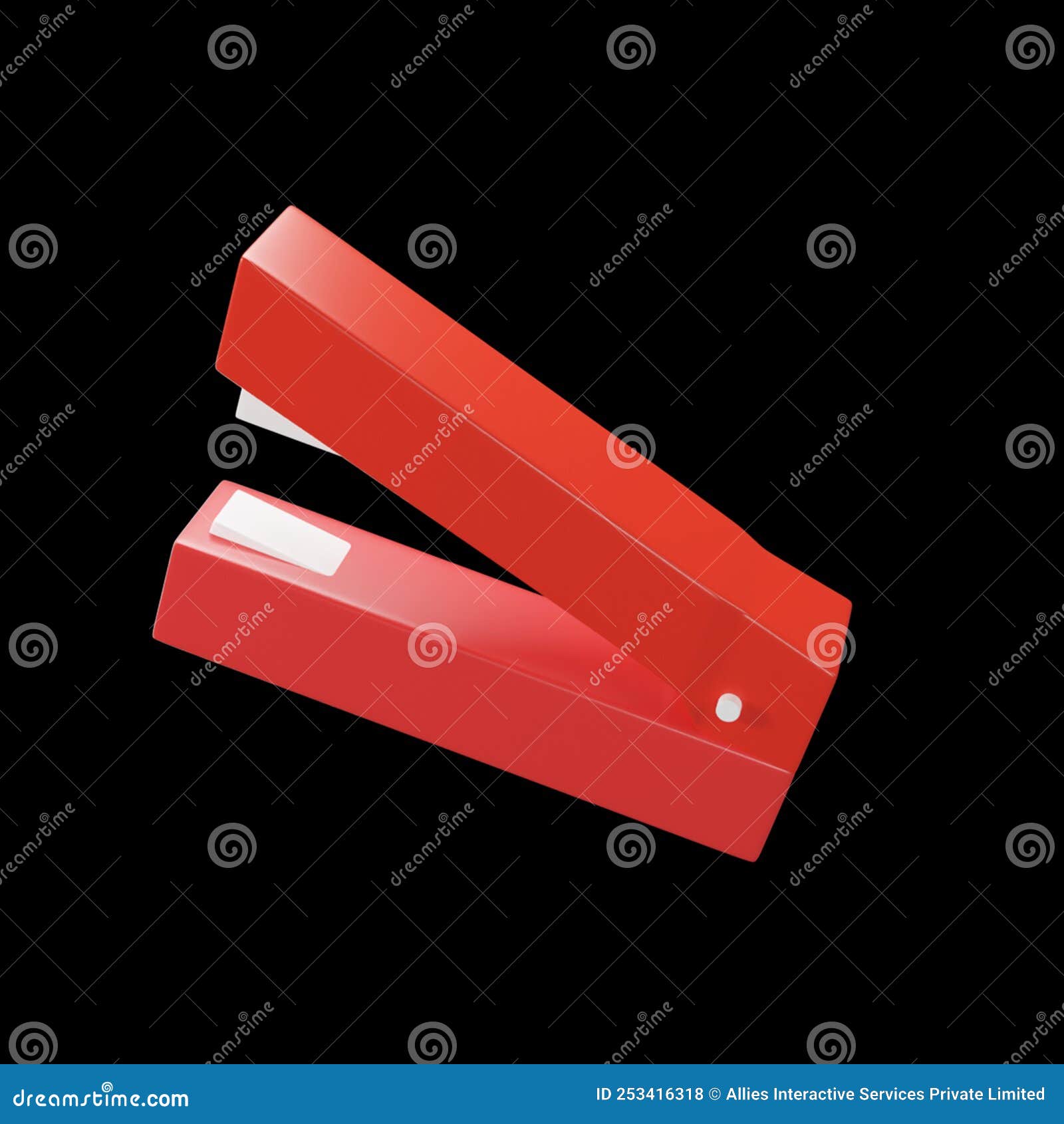 Red Color 3D Style Stapler Icon on Black Stock Illustration ...