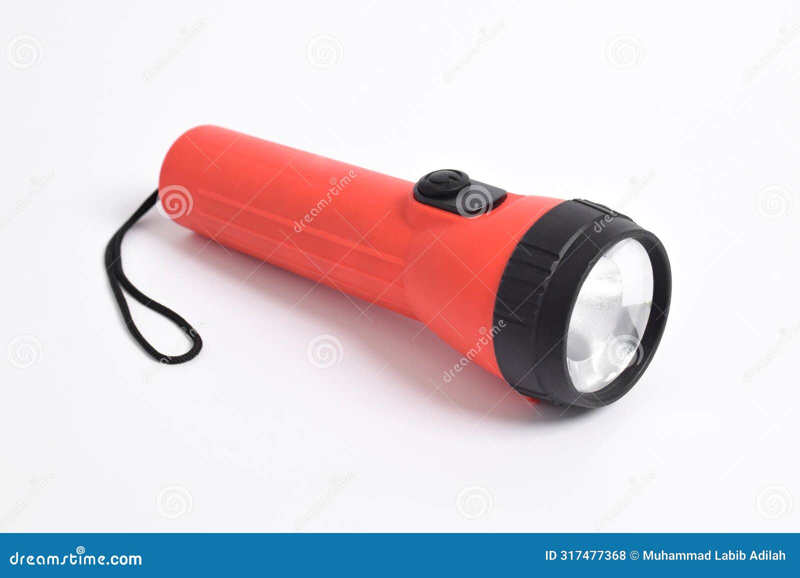 Battery-powered Red Flashlight Stock Photo - Image of lamp, electricity ...