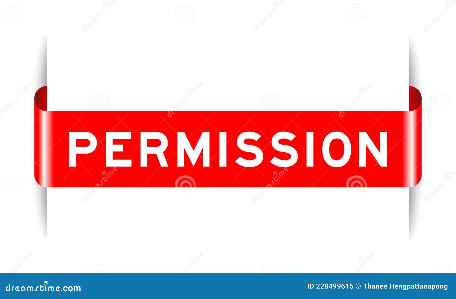 Red Inserted Label Banner with Word Permission on White Background ...