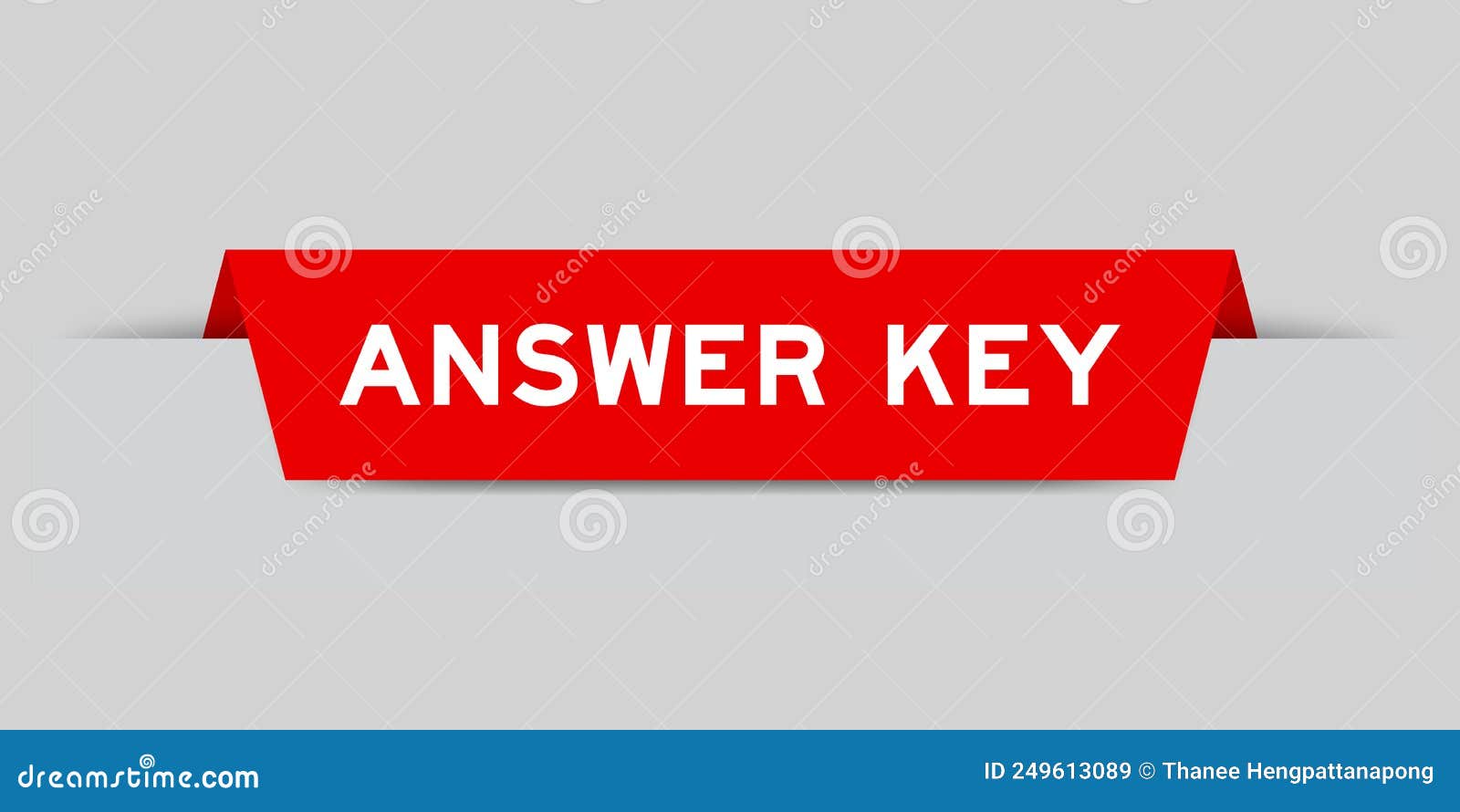 Red Inserted Label with Word Answer Key on Gray Background Stock Vector ...