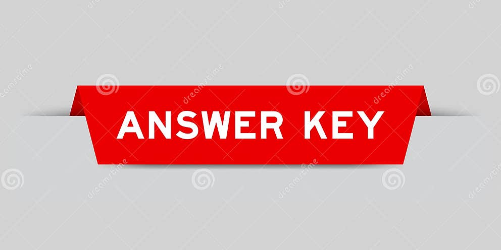 Red Inserted Label with Word Answer Key on Gray Background Stock Vector ...