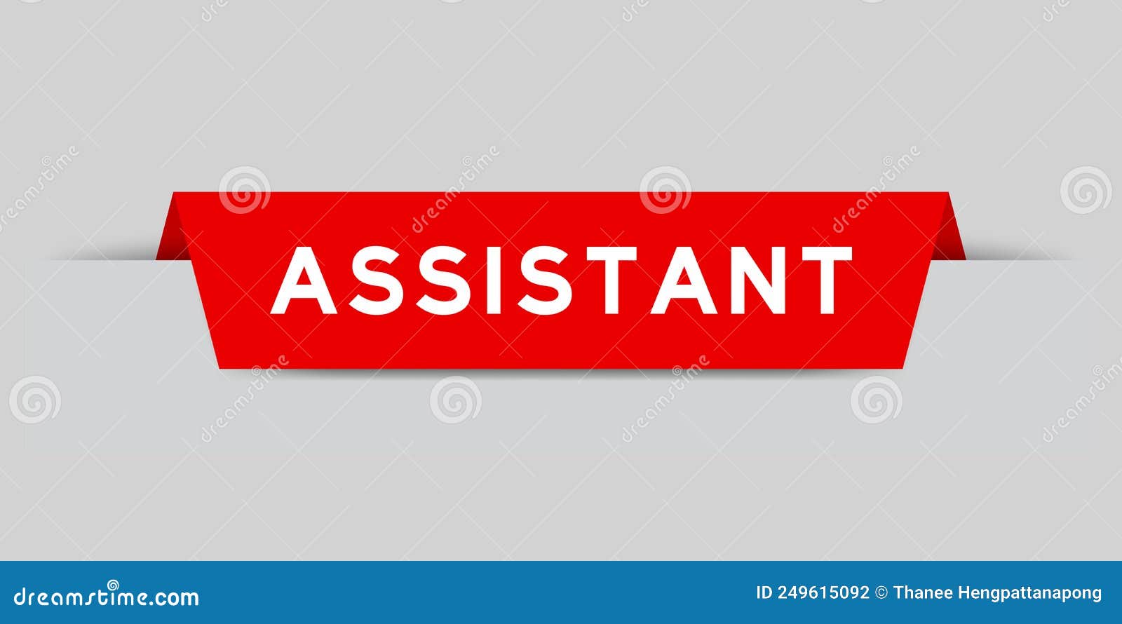 Red Inserted Label With Word Assistant On Gray Background Vector ...
