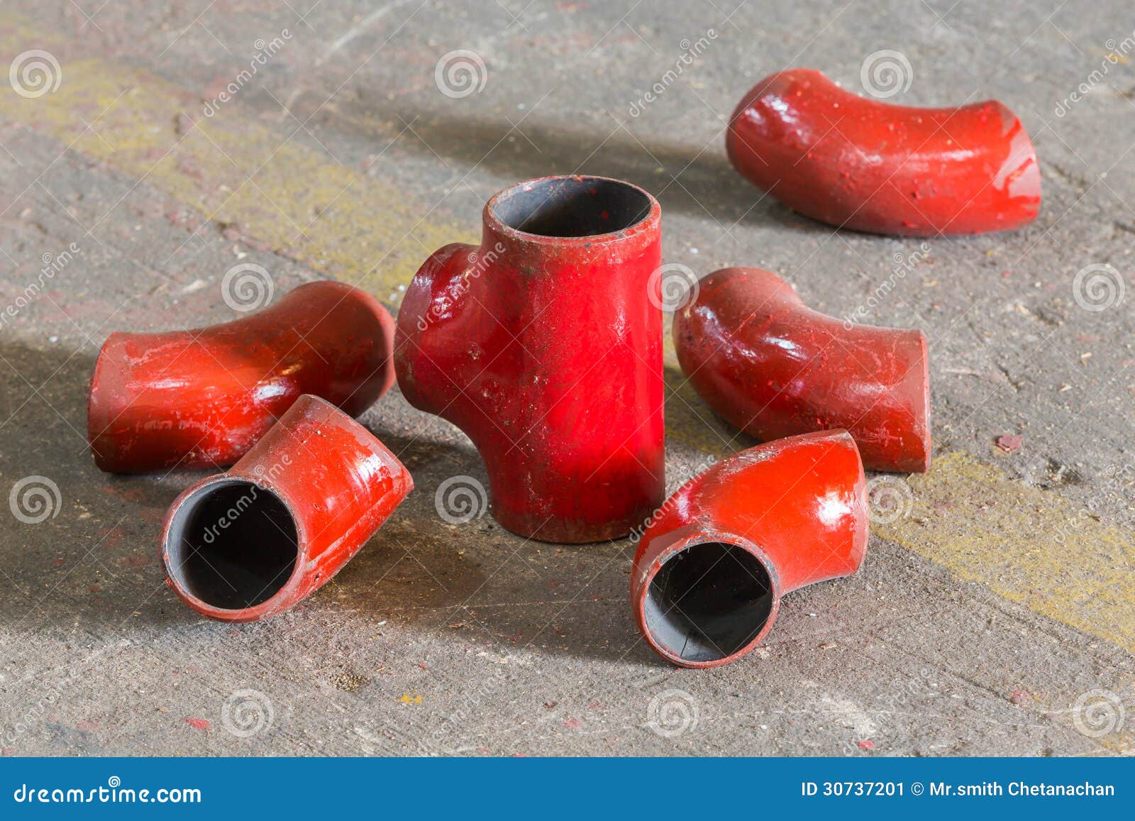 Red color iron pipe joint stock image. Image of shadow - 30737201