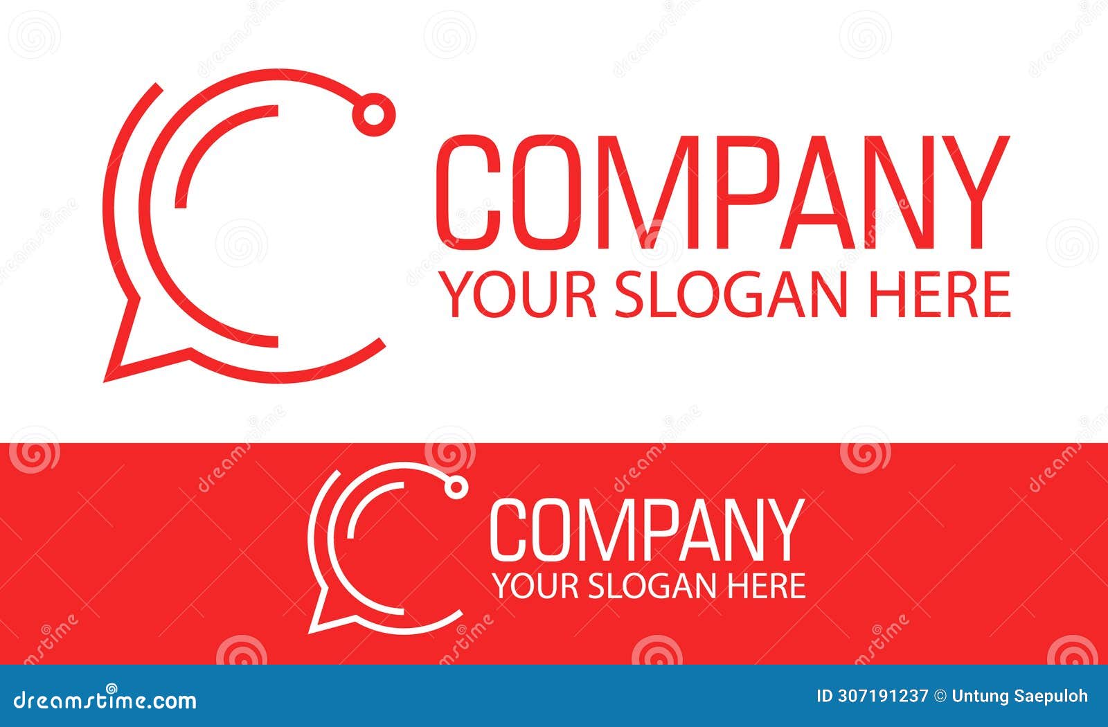 Red Color Line Art Customer Service Hotline Support Service Logo Design ...