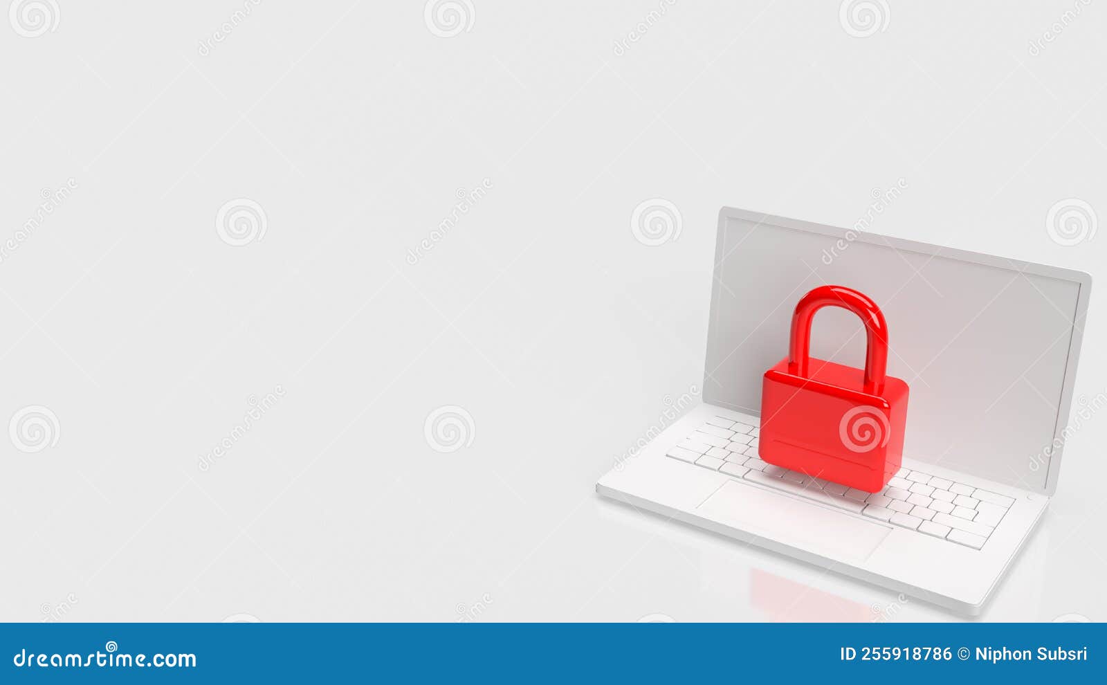 Red Color Lock on White Notebook 3d Rendering Stock Illustration ...