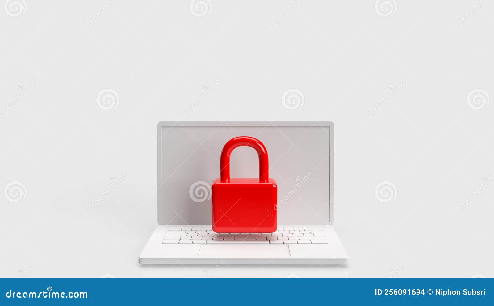 Red Color Lock on White Notebook 3d Rendering Stock Illustration ...