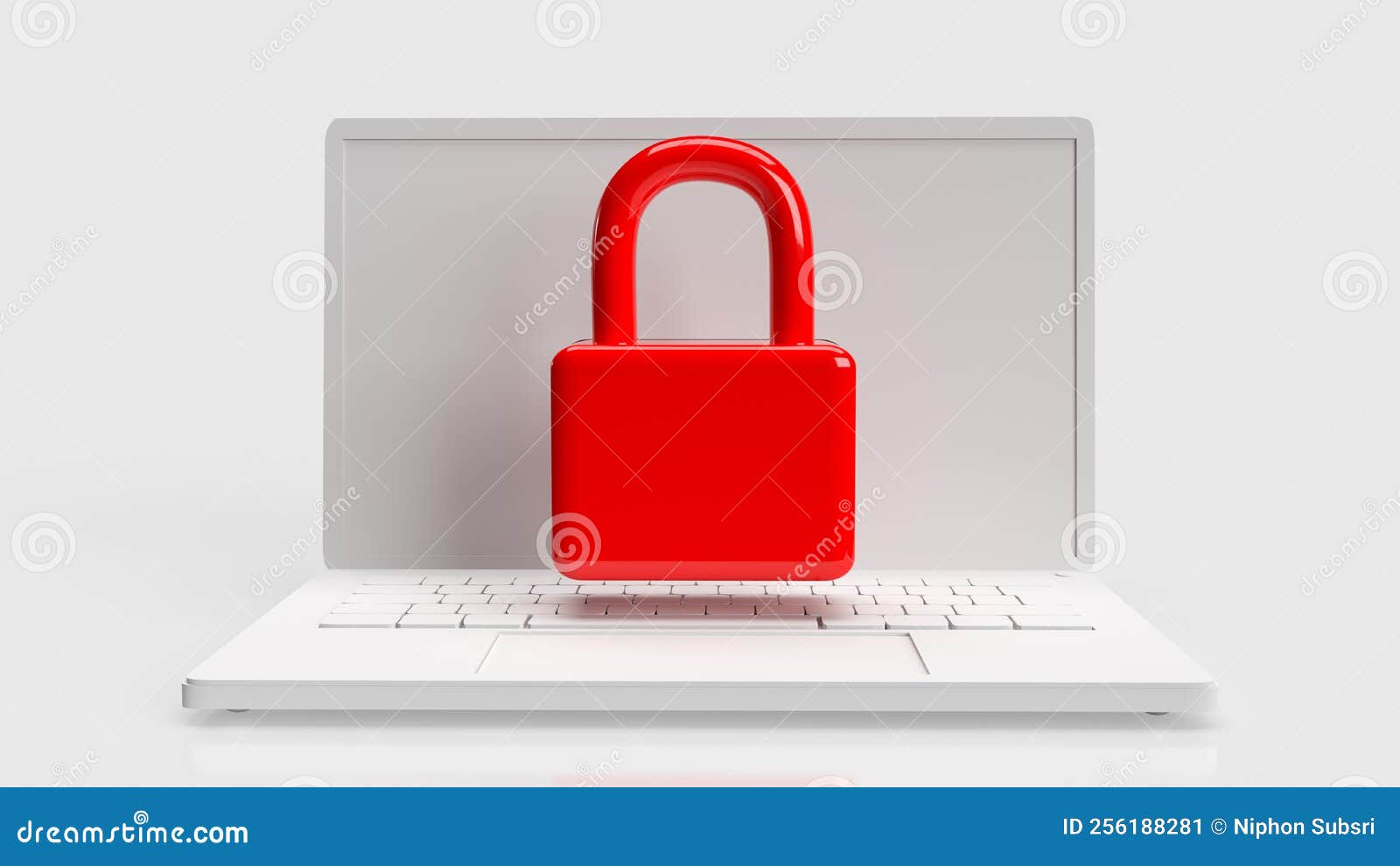 Red Color Lock on White Notebook 3d Rendering Stock Illustration ...