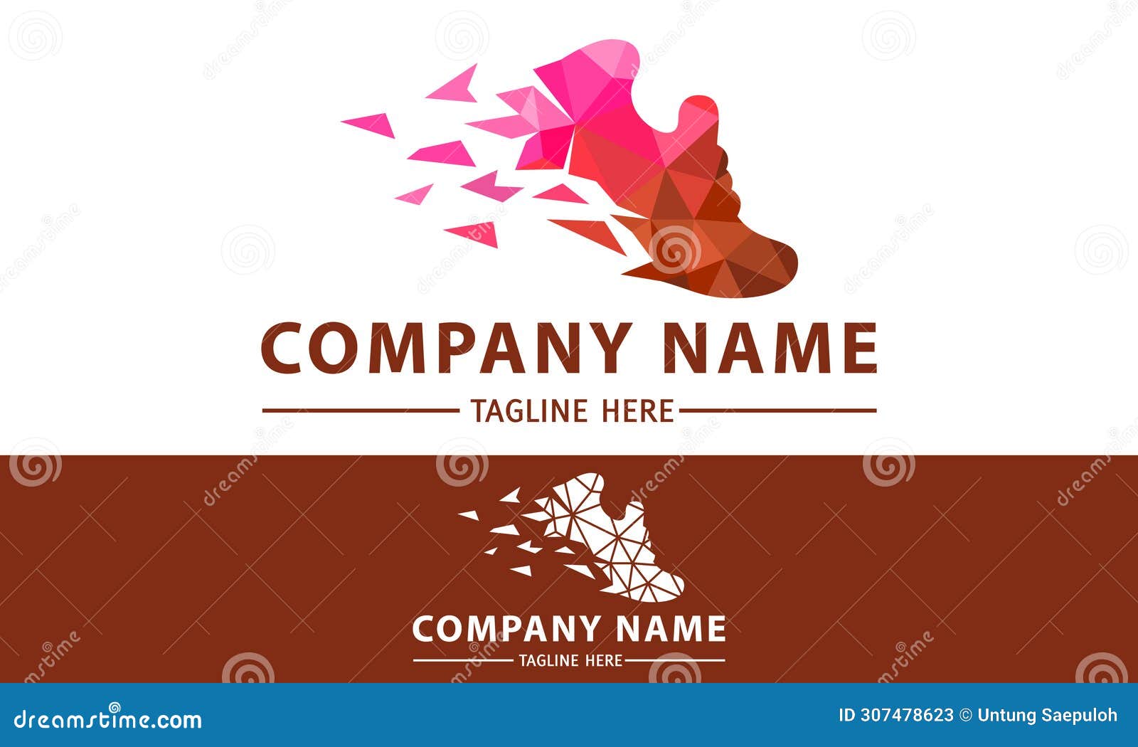 Red Color Low Poly Triangle Shoe Fast Logo Design Stock Illustration ...